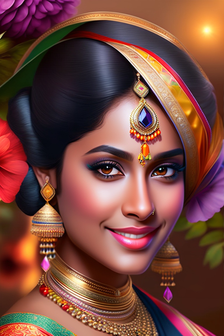 Lexica - Shri Radha Rani wearing sharee like South Indian girls and has ...