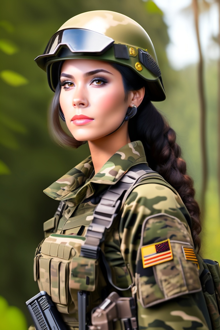 Lexica - Private Janet Atkins: Pretty girl soldier in a combat pose ...