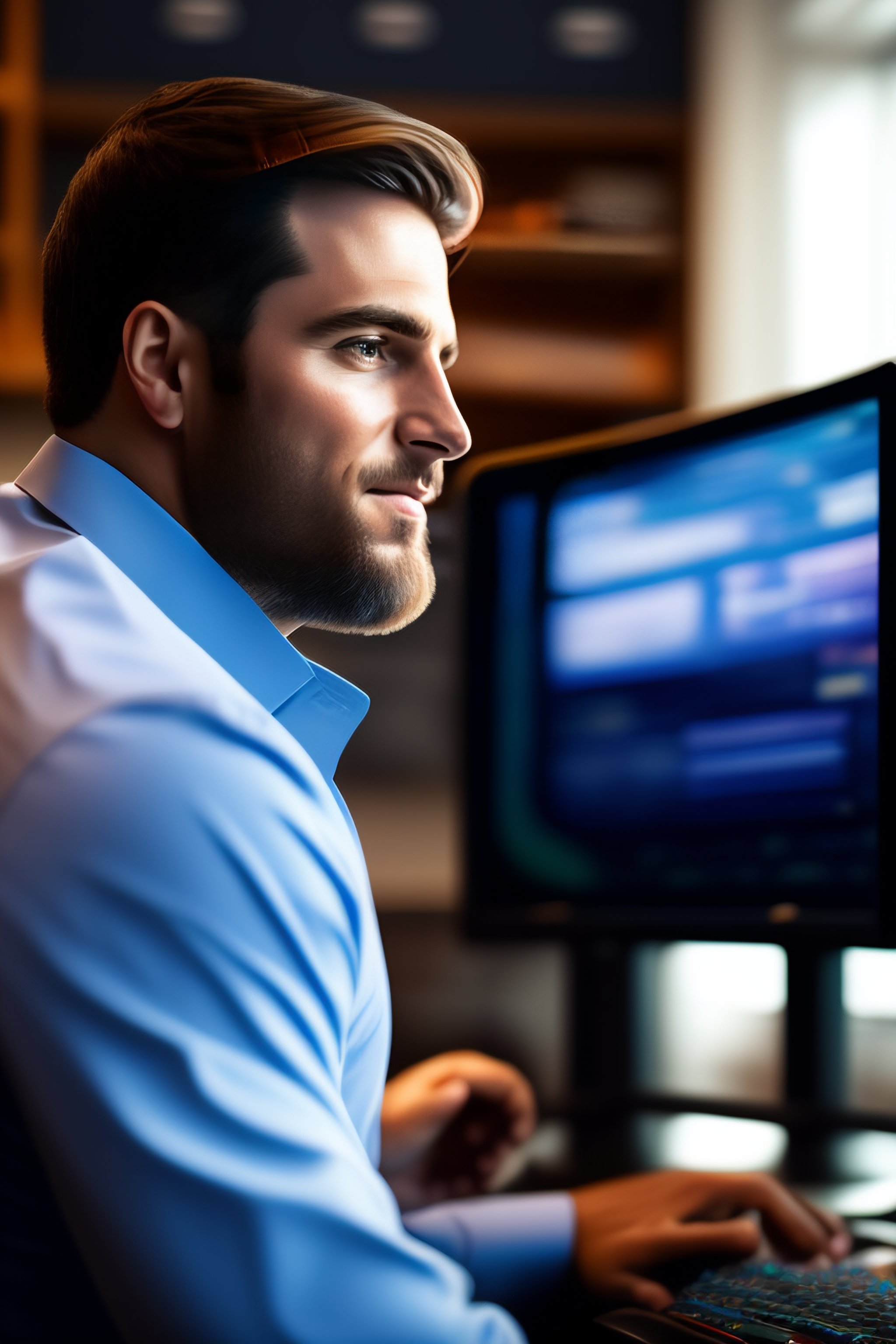 Lexica - A working man in front of its computer