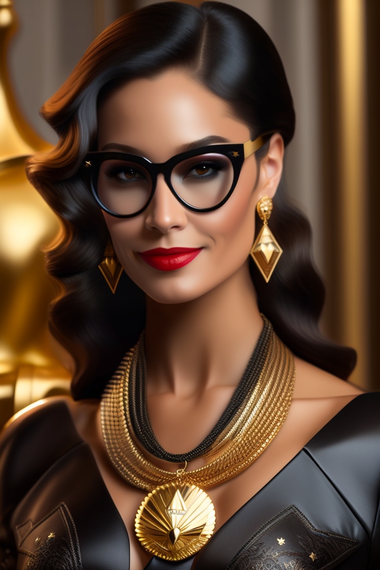 Lexica - Wonder woman femme noire avec lunette et collier en or devant ...