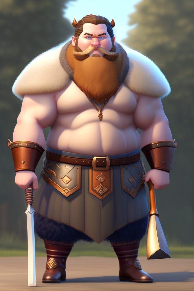 Lexica - Fat giant with pale skin and long light brown beard and hair ...