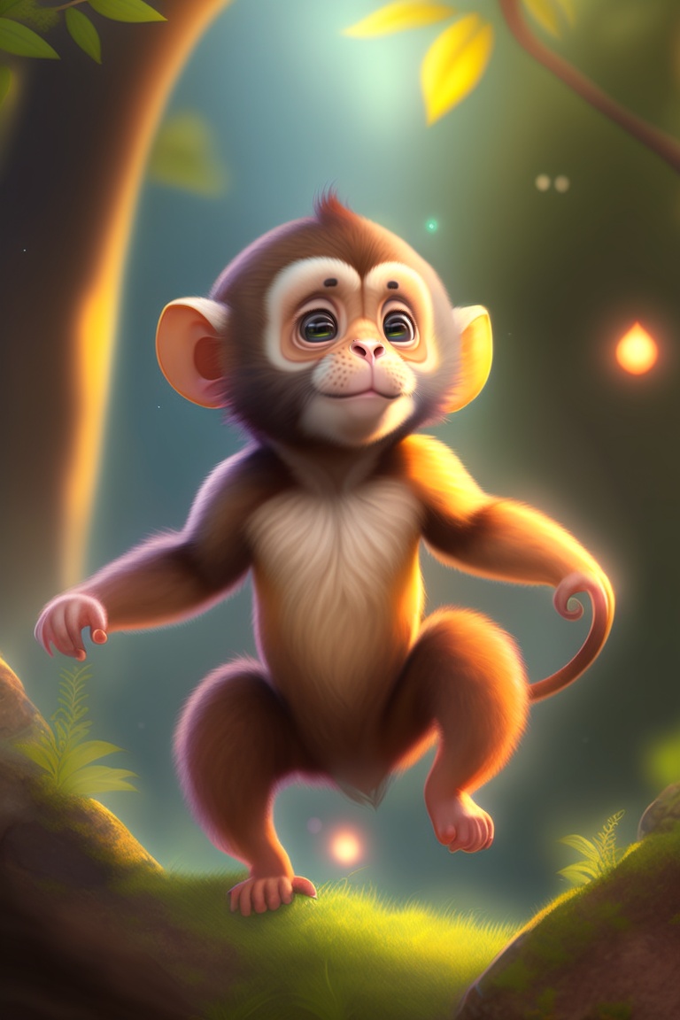 Lexica - Cute little baby monkey, domineering, realistic in 2D, fluffy ...