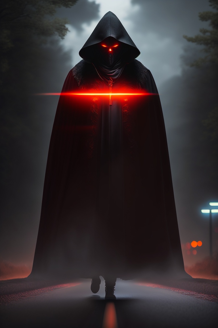 Lexica - Red-eyed grim reaper, tall silhouette in the night from the ...