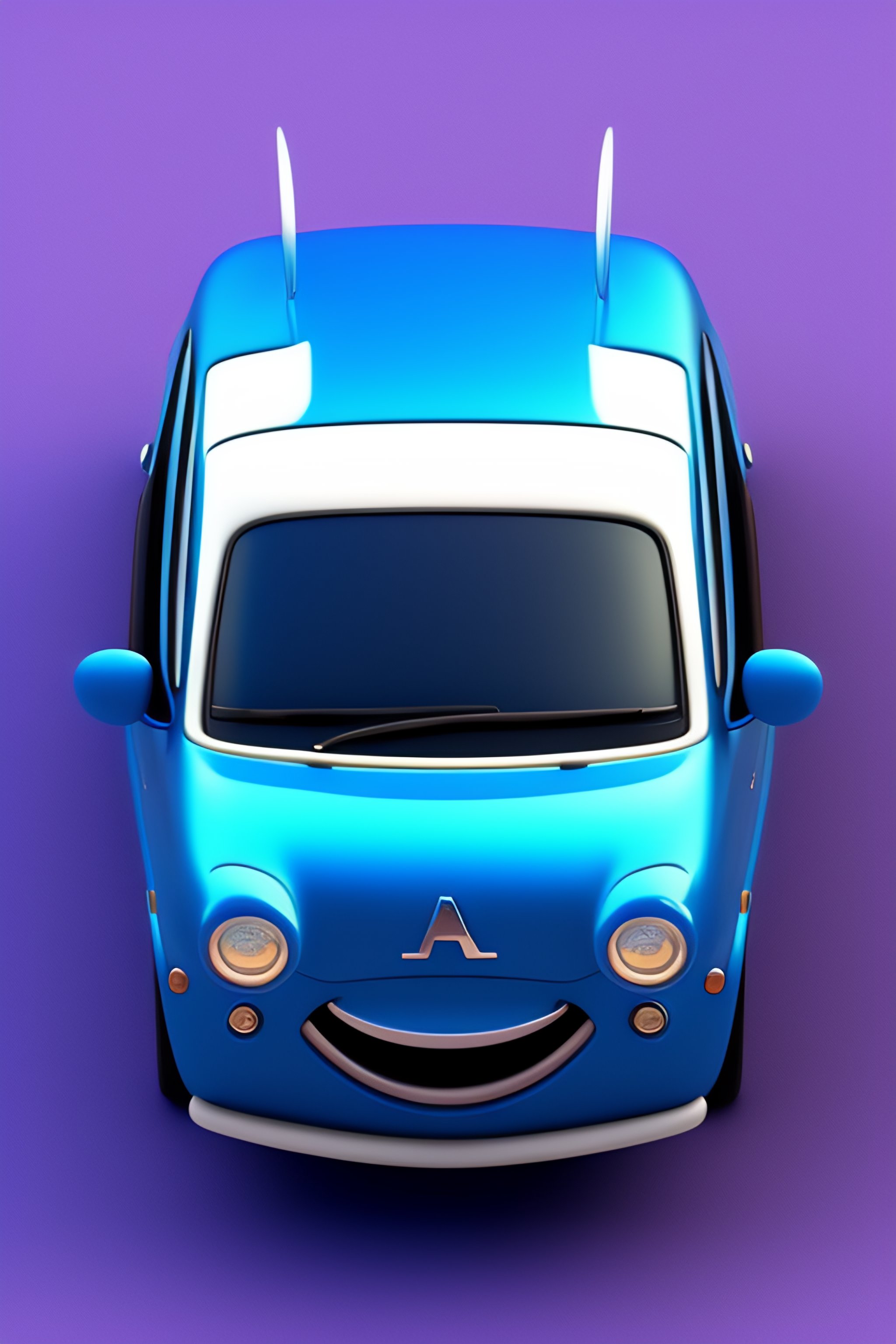 Lexica - A 3d blue cartoon face fiat car smiling, fantasy, cute ...