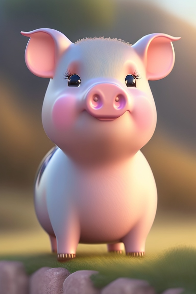 Lexica - Get ready to fall in love with an adorable cartoon pig, a ...