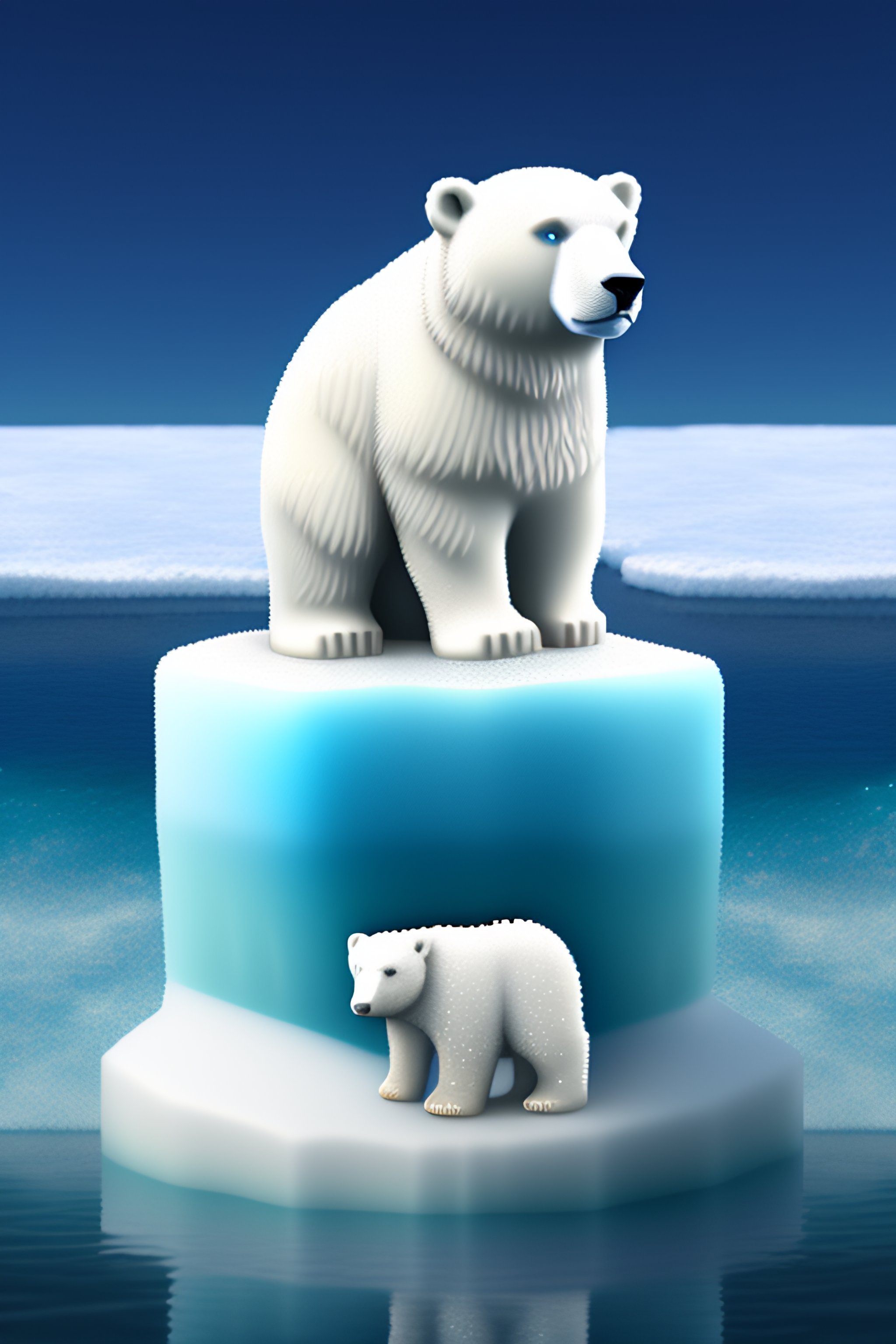 Lexica - Pixel art polar bear standing on top of iceberg