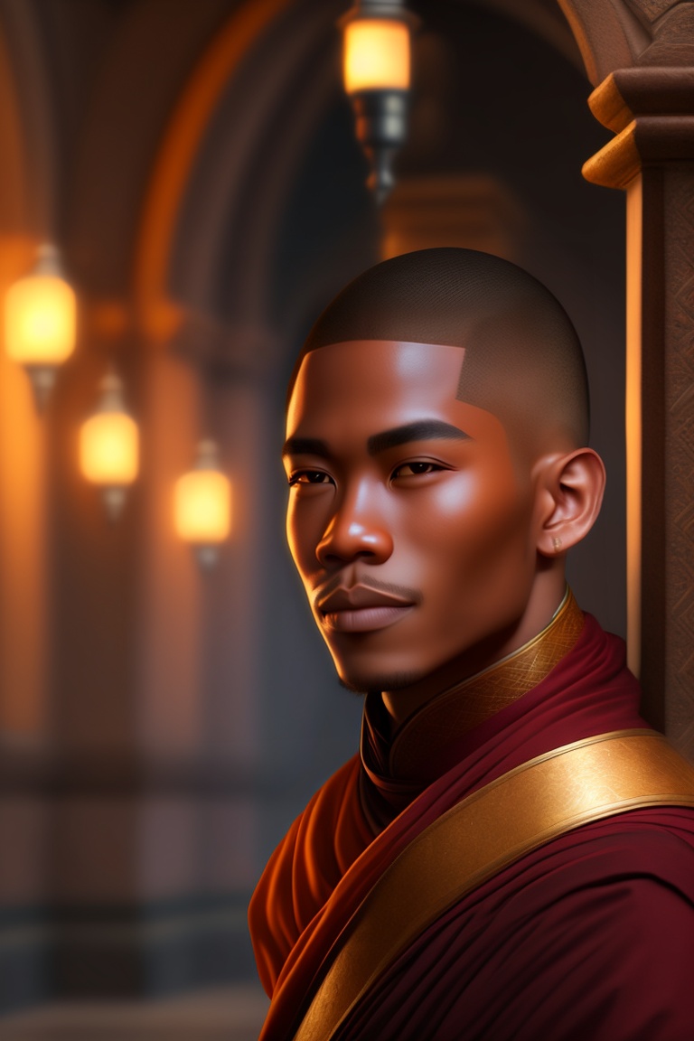 Lexica - Close up portrait of a monk in the background, disney, pixar