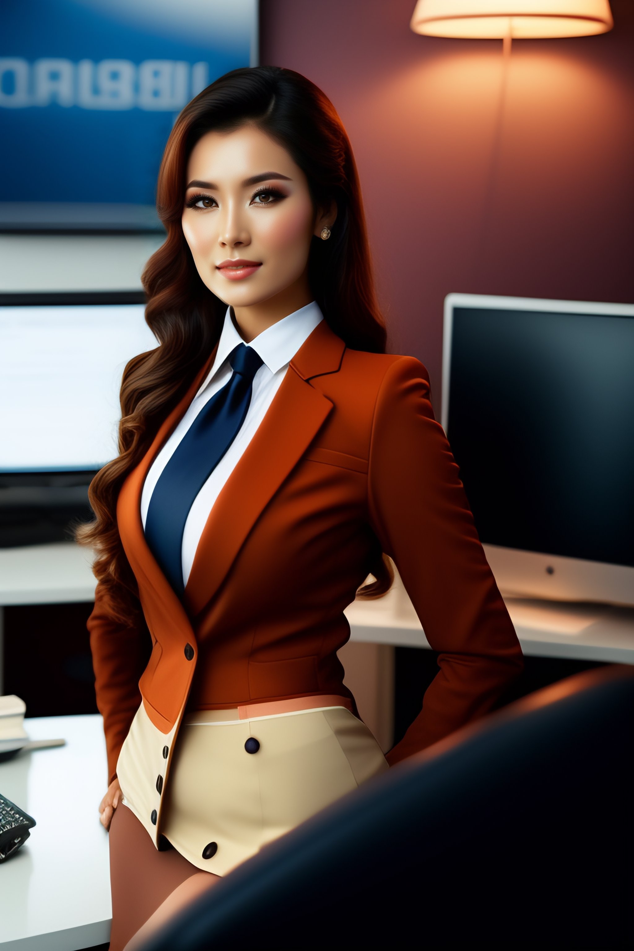 Lexica - Beautifull secretary soft young woman with high in a tigh ...