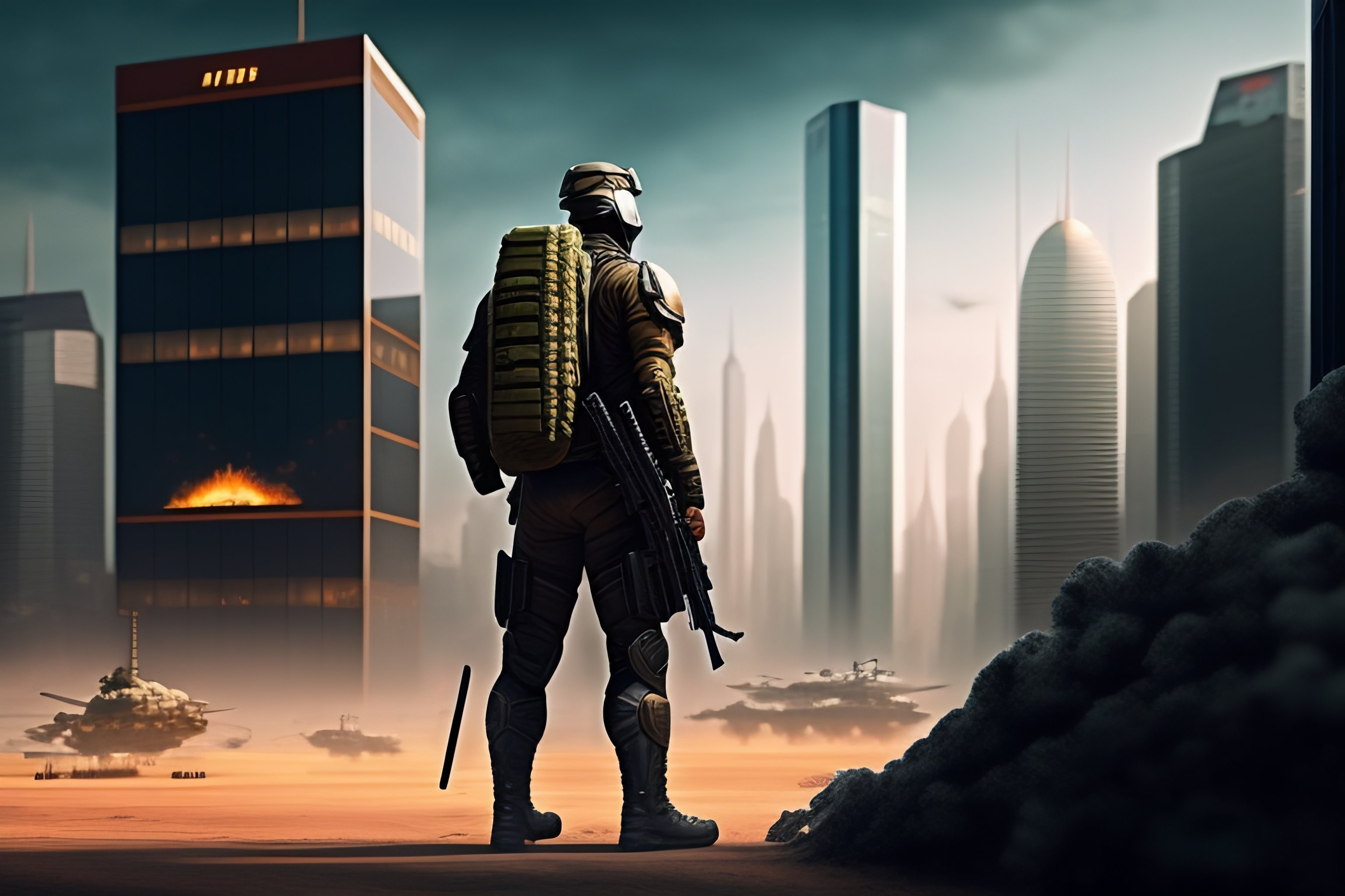 Lexica - Elite soilder guarding a modern city