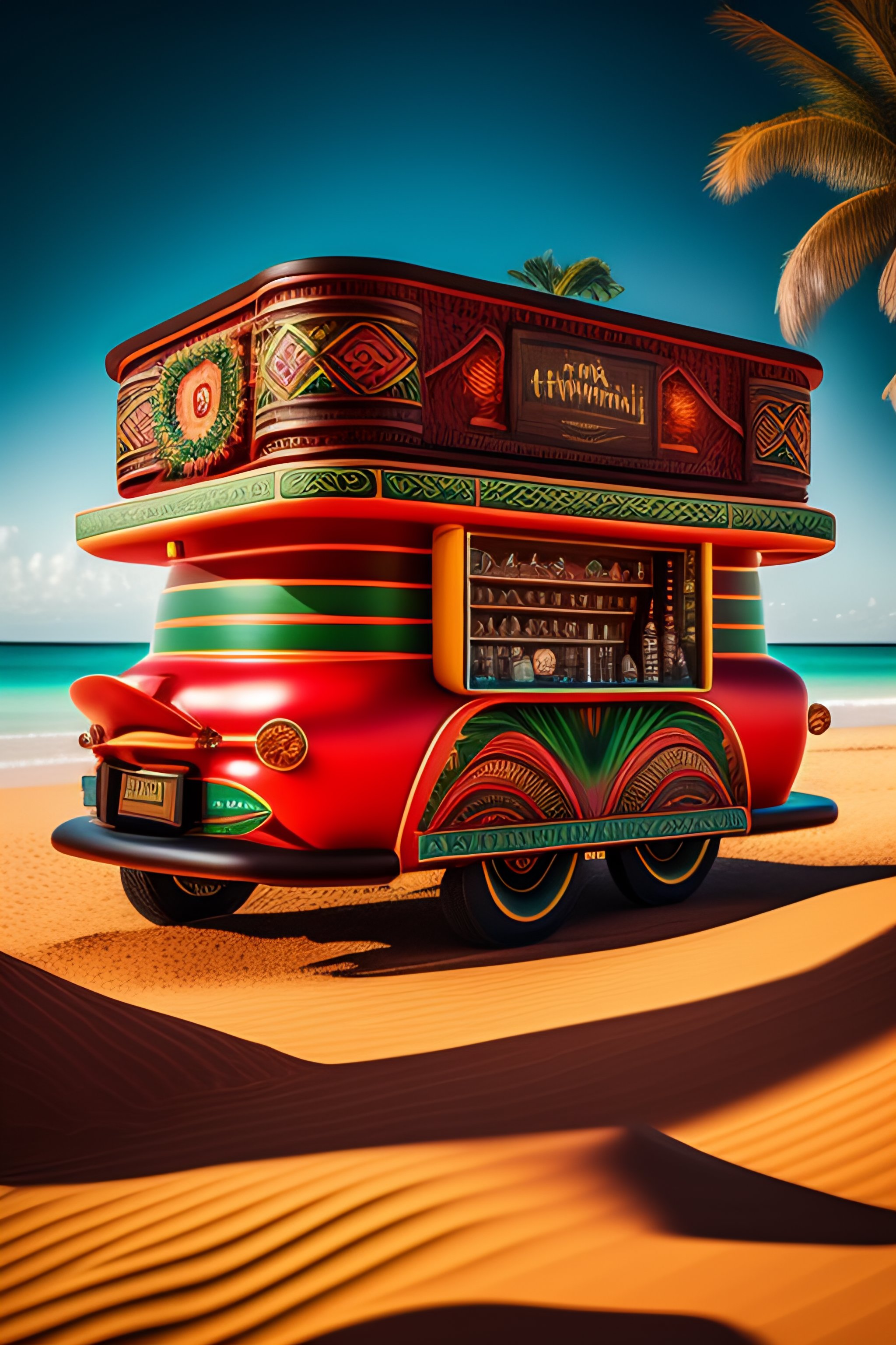 Lexica - Tiki truck, Cocktails,rum,3D, octante render,paradise
