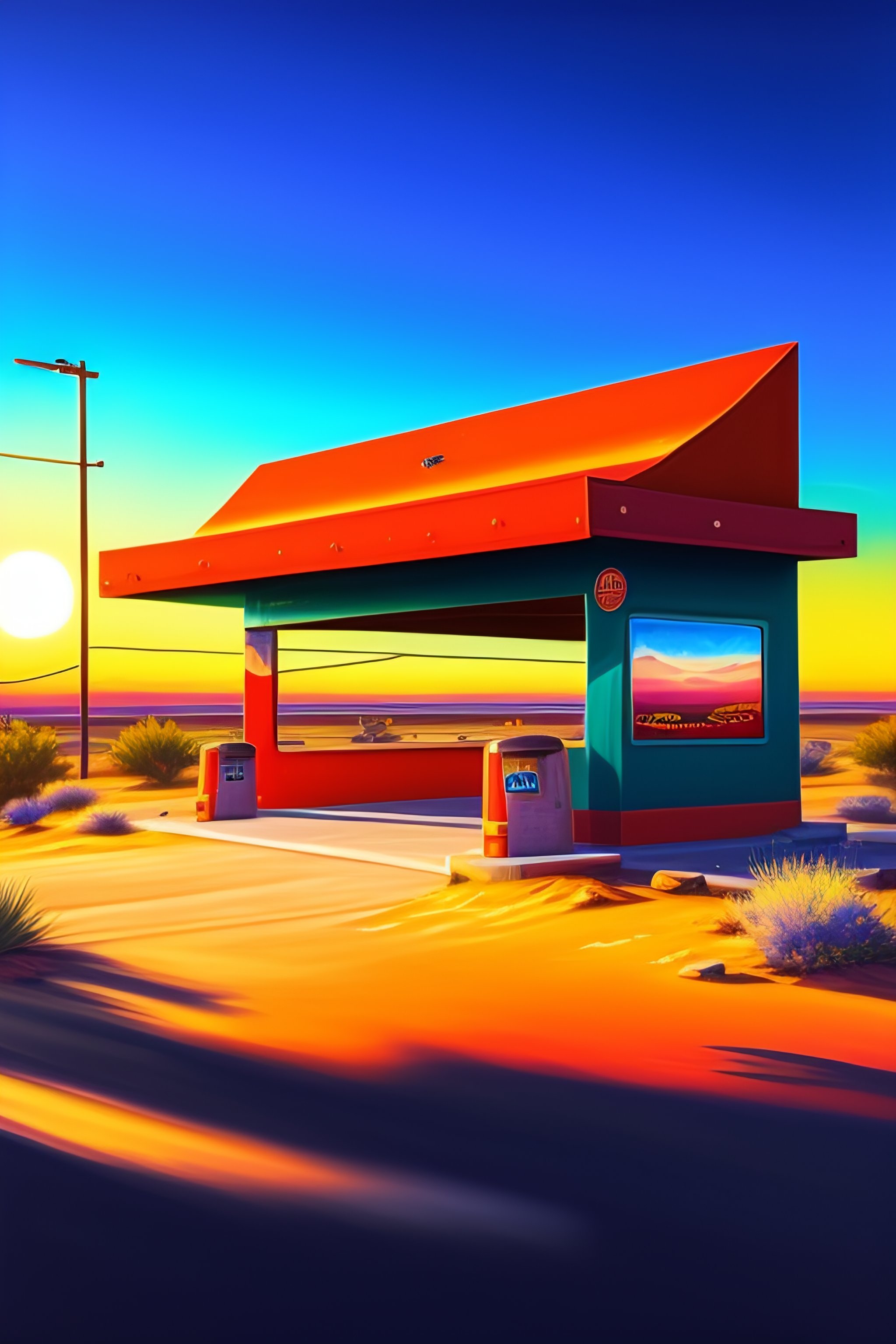 Lexica - 1. "Sunset on Route 66" - a vibrant and colorful landscape ...
