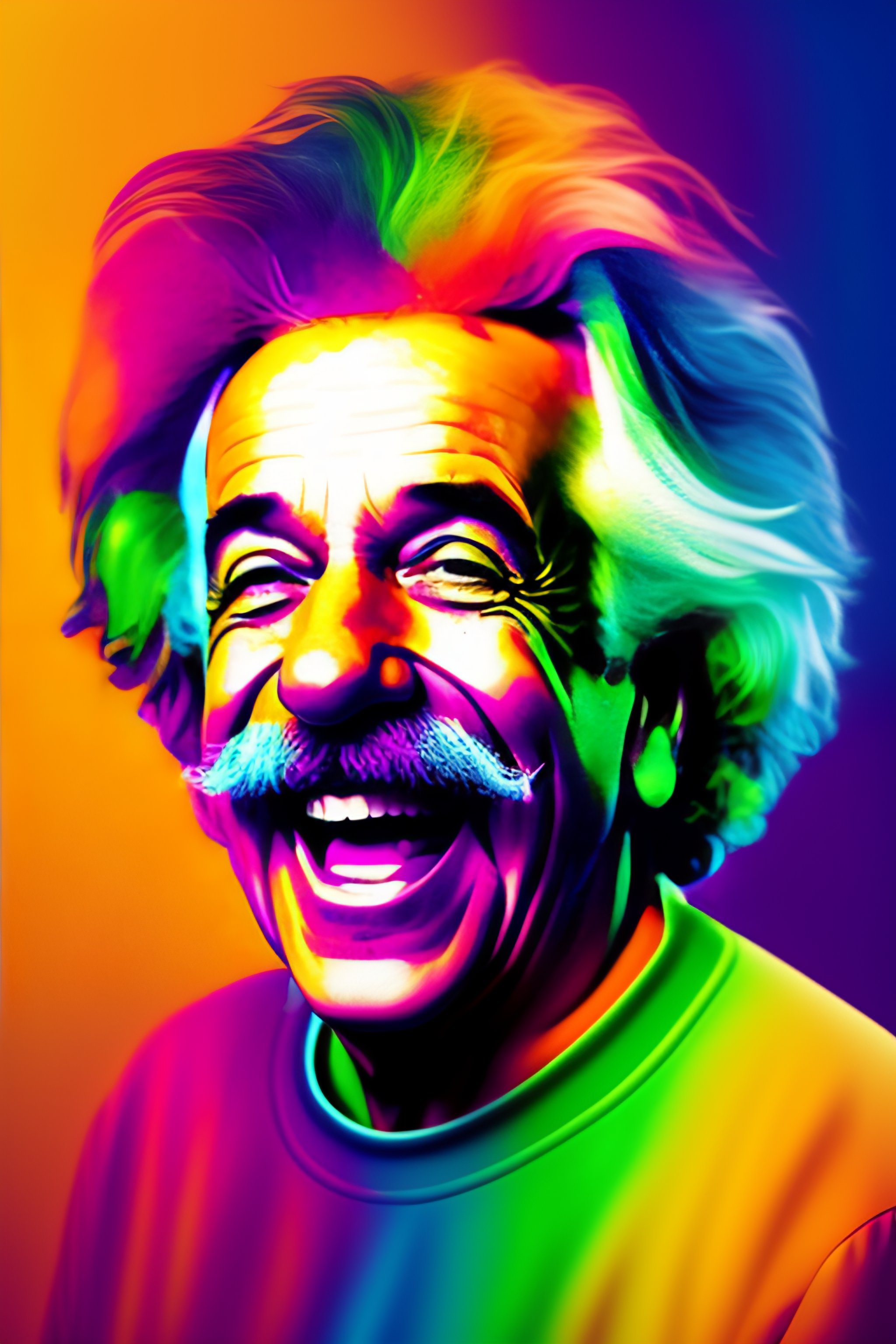 Lexica - Colorful vibrant portrait of albert einstein laughing out loud