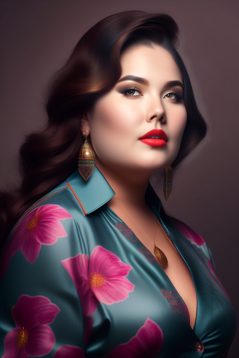 Lexica - Realism, plus size fashion, a woman in shorts and a flowered ...