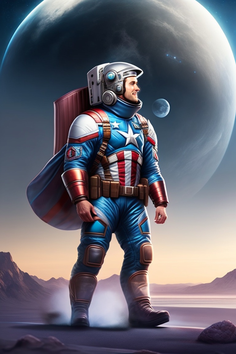 Lexica - Captain america becomes astronaut in moon, wearing an ...
