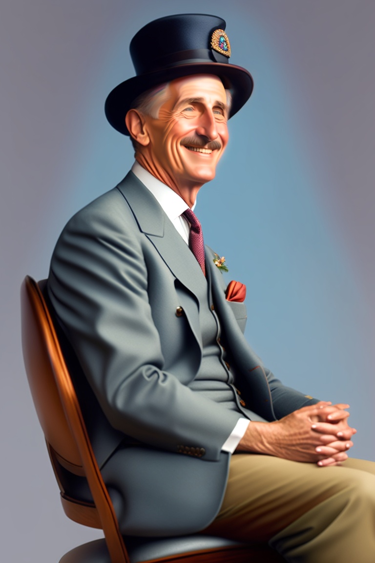 Lexica - George Orwell thinking, smiling and meditating sitting on a ...