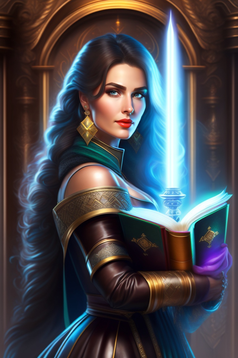 Lexica - Woman 42y.o. with dark hair, she is a enchantress with a long ...