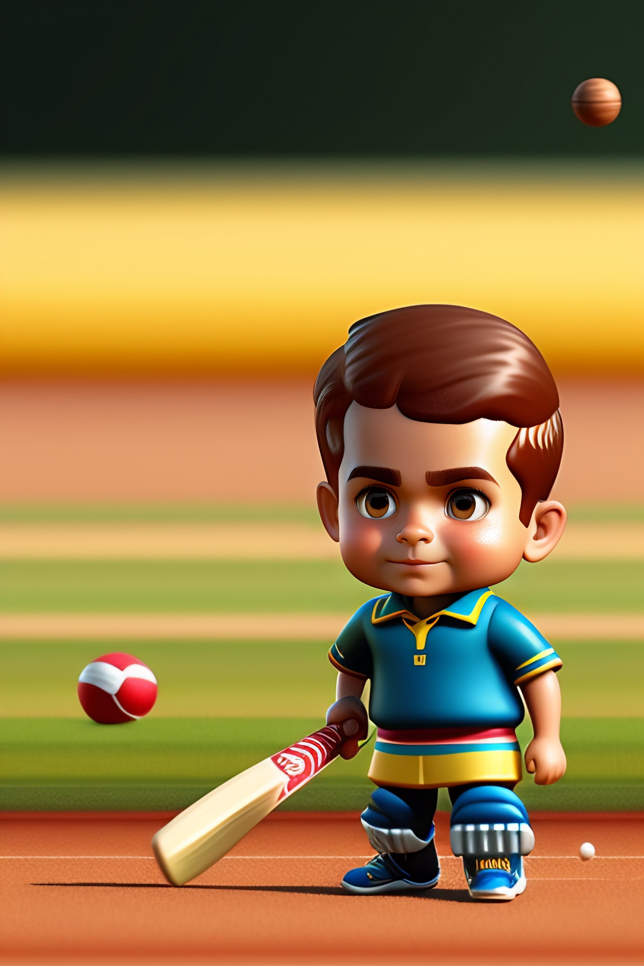 Lexica - Australina boy playing cricket as a cartoon. With light brown ...