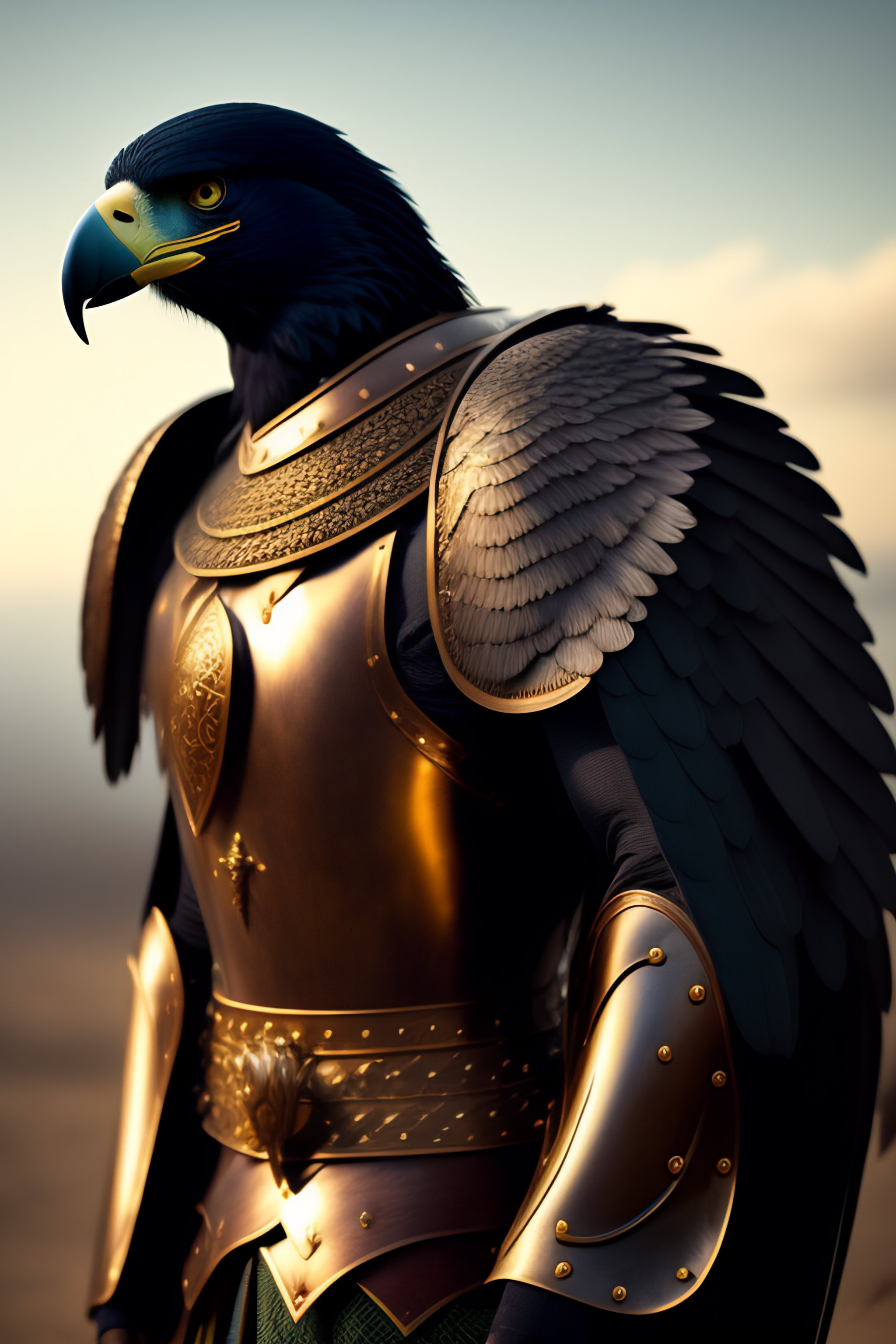 Lexica - Mysterious minimalist eagle armor medieval art