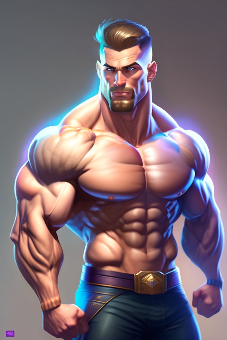 Lexica - Artstation, muscular, rugged, powerful, tall, wrestler, short hair, buff, flexing biceps