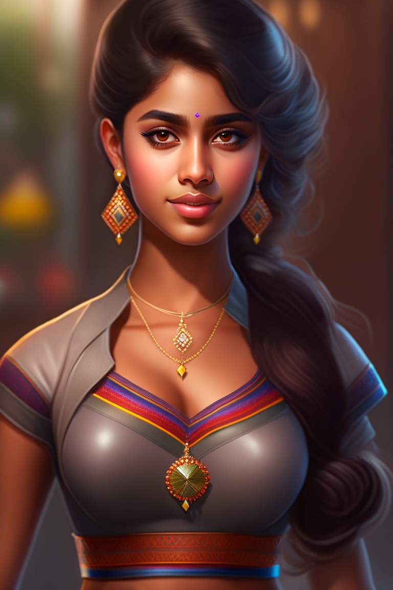 Lexica - Indian girl, age 18, short clothes, wearing top