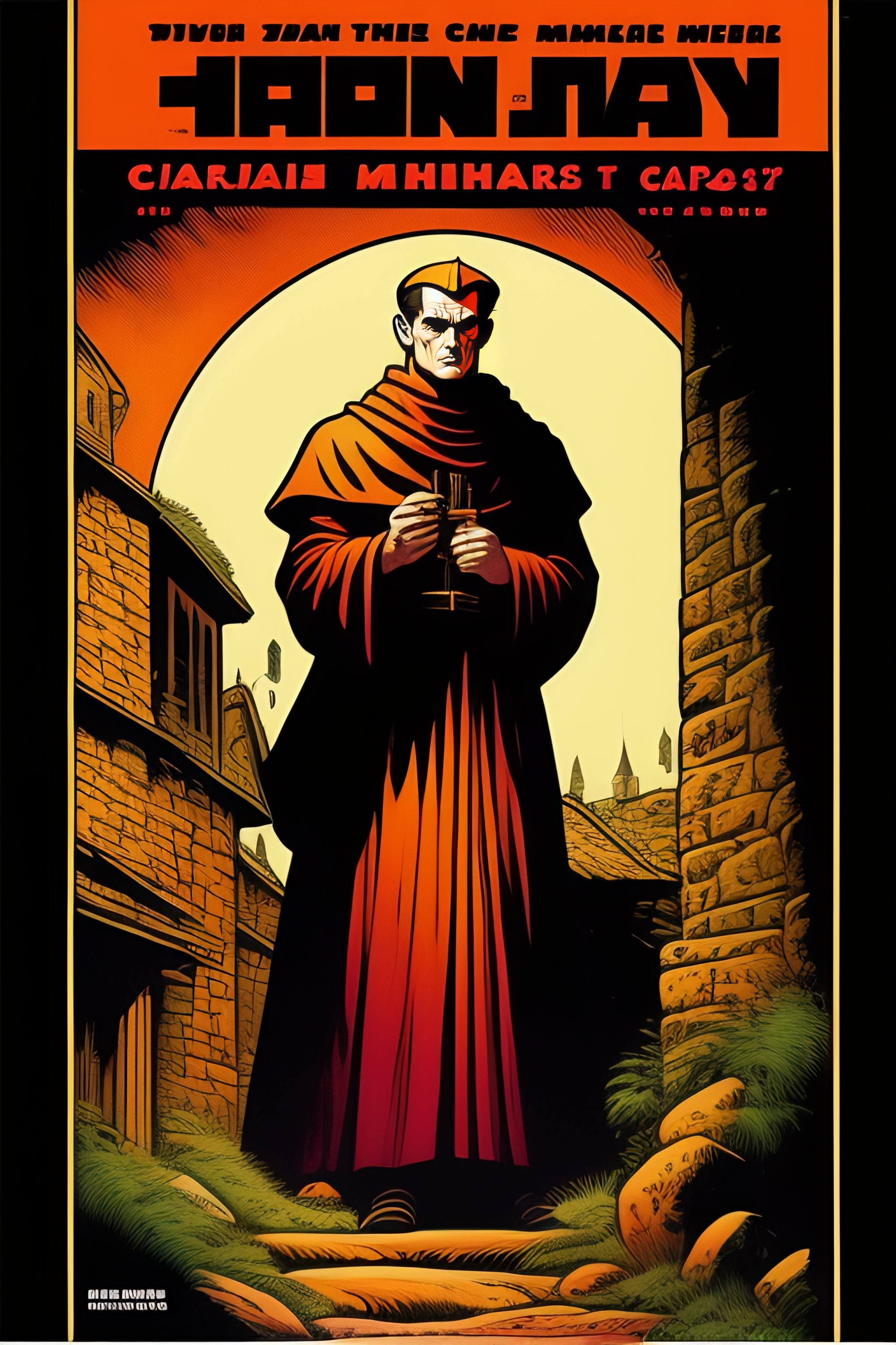 Lexica - ((square format)), comic cover illustration of a catholic monk ...