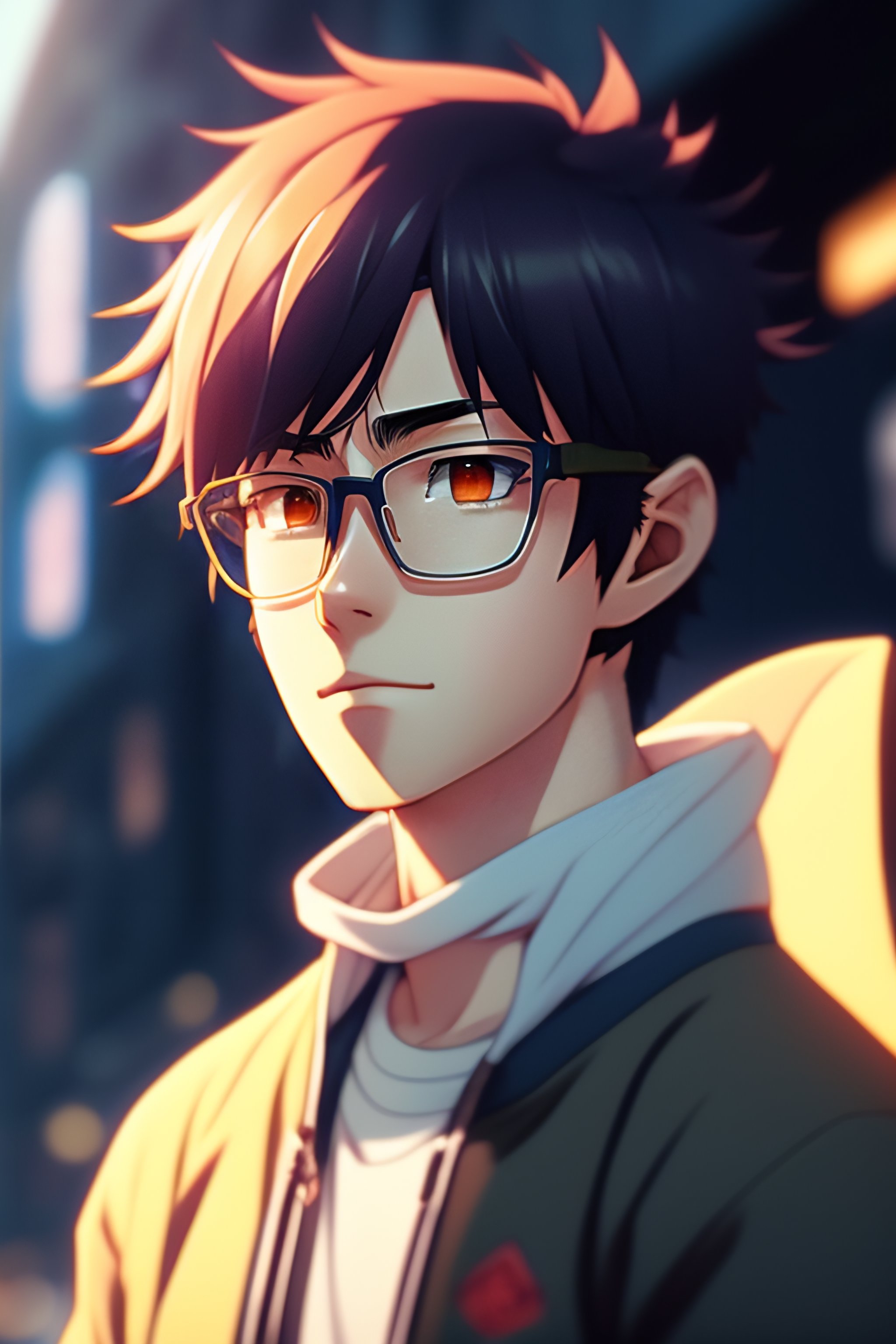 Lexica - A nerdy anime boy is fighting depression, upset, by makoto ...