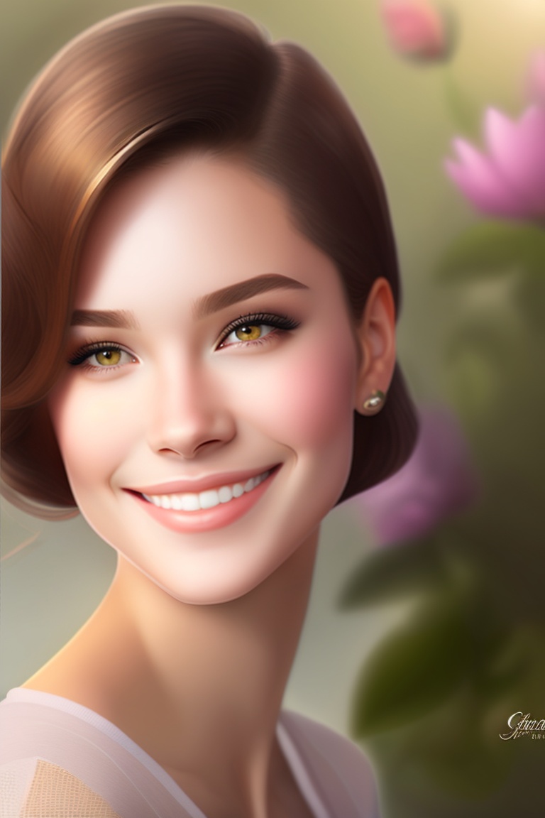 Lexica - A girl, white skin, short hair, smily