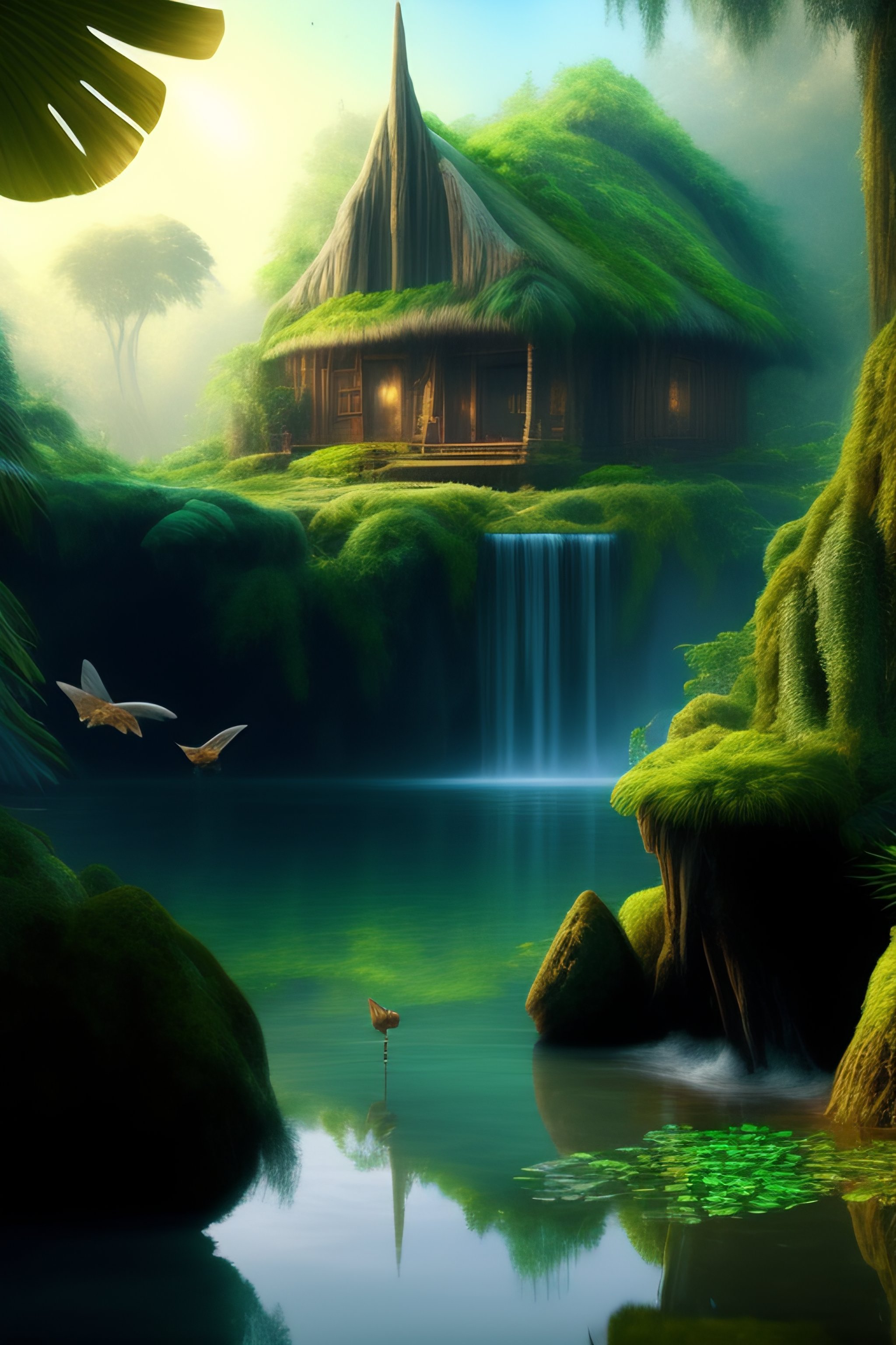 Lexica - A realistic background detailed of Dagobah, yoda's house ...