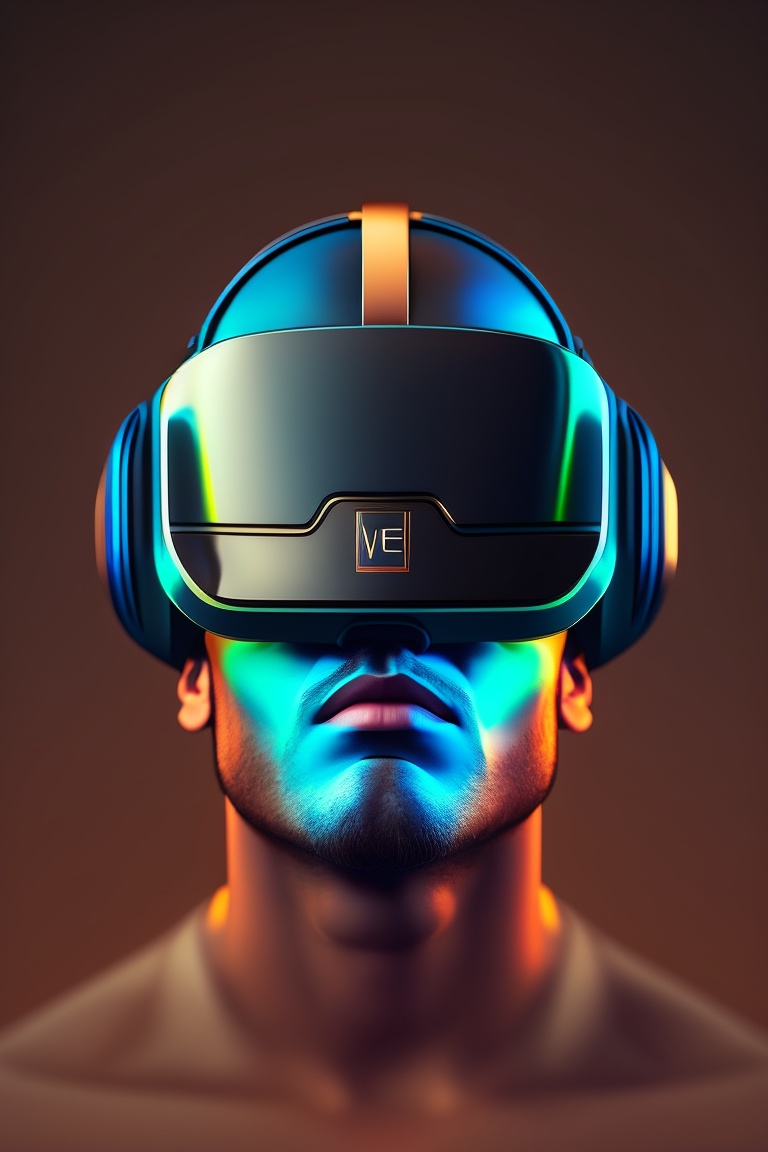 Lexica - Digital art of a futuristic VR headset worn by human, full ...