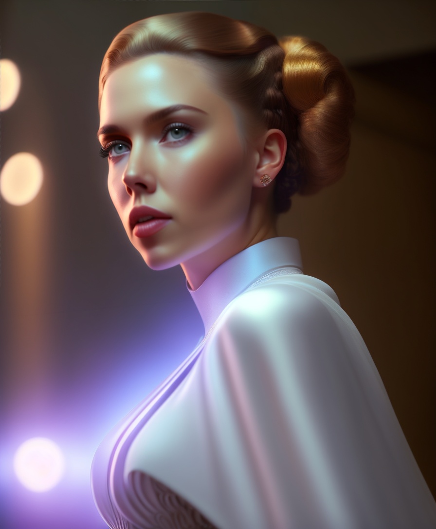 Lexica - Scarlett johansson as Princess Leia Organa , whole body, film ...