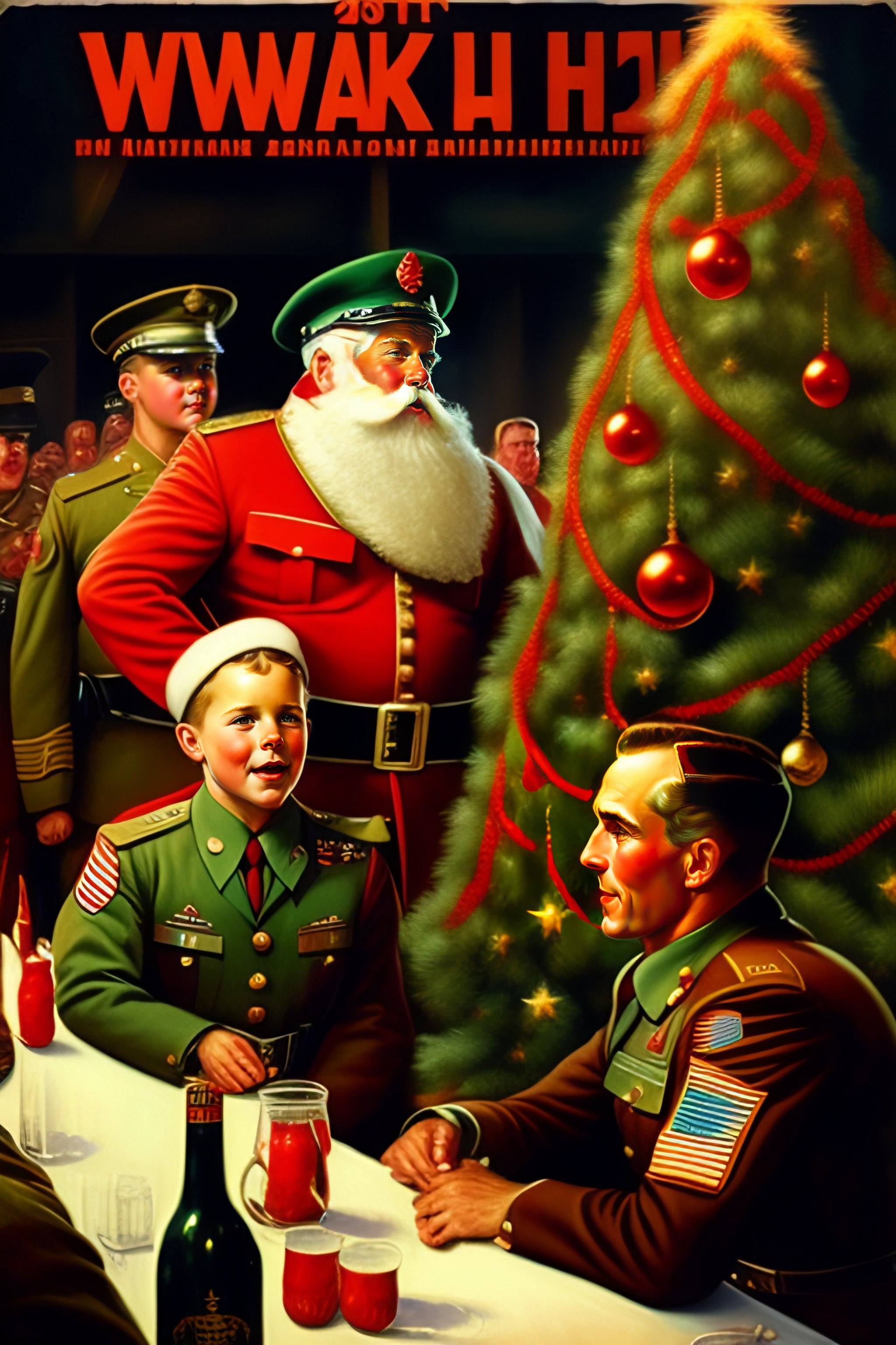 Lexica - Us soldiers celebrating chritmas day,with Santa Claus hats and ...