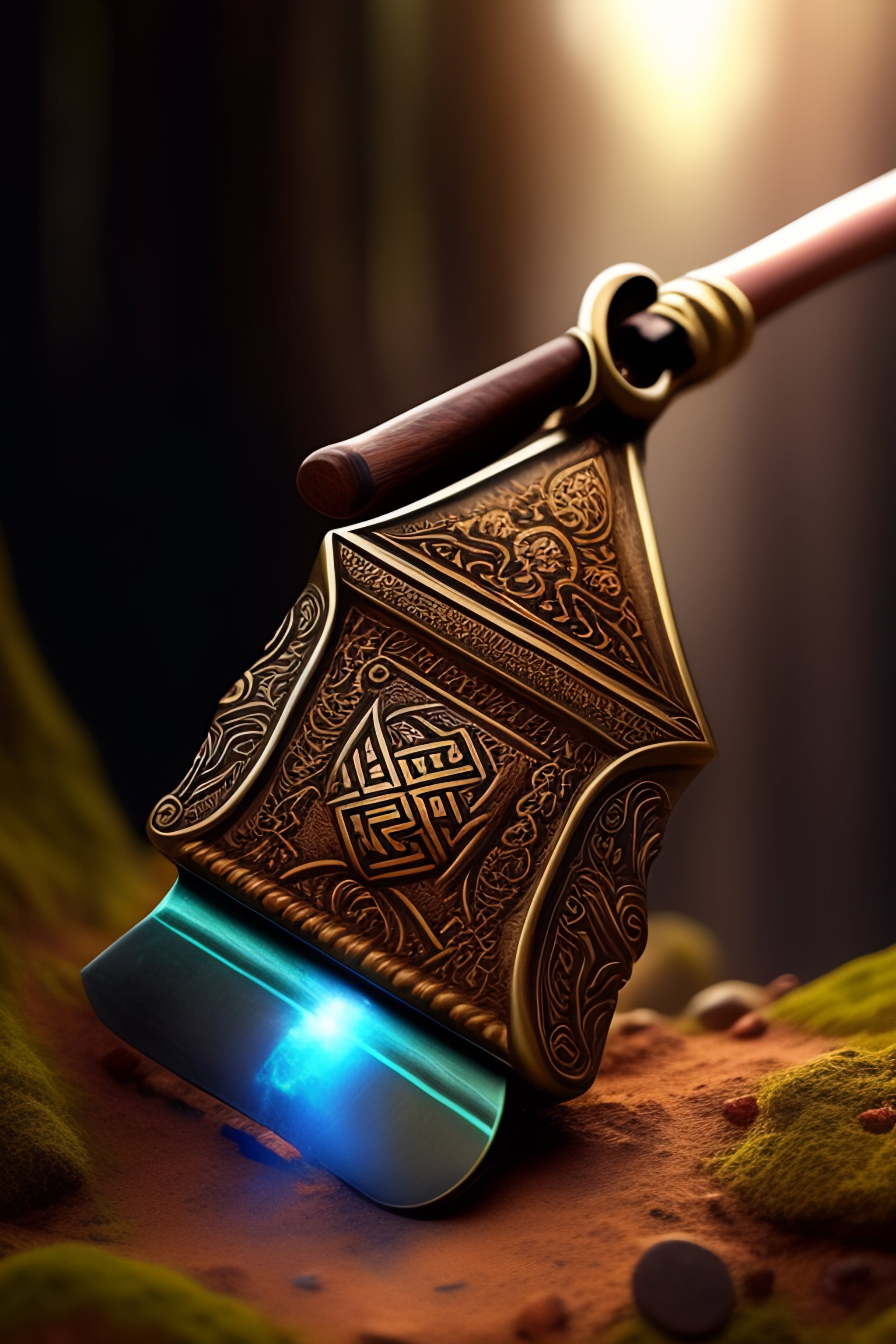 Lexica - Magic Shovel, dwarven carvings fantasy style