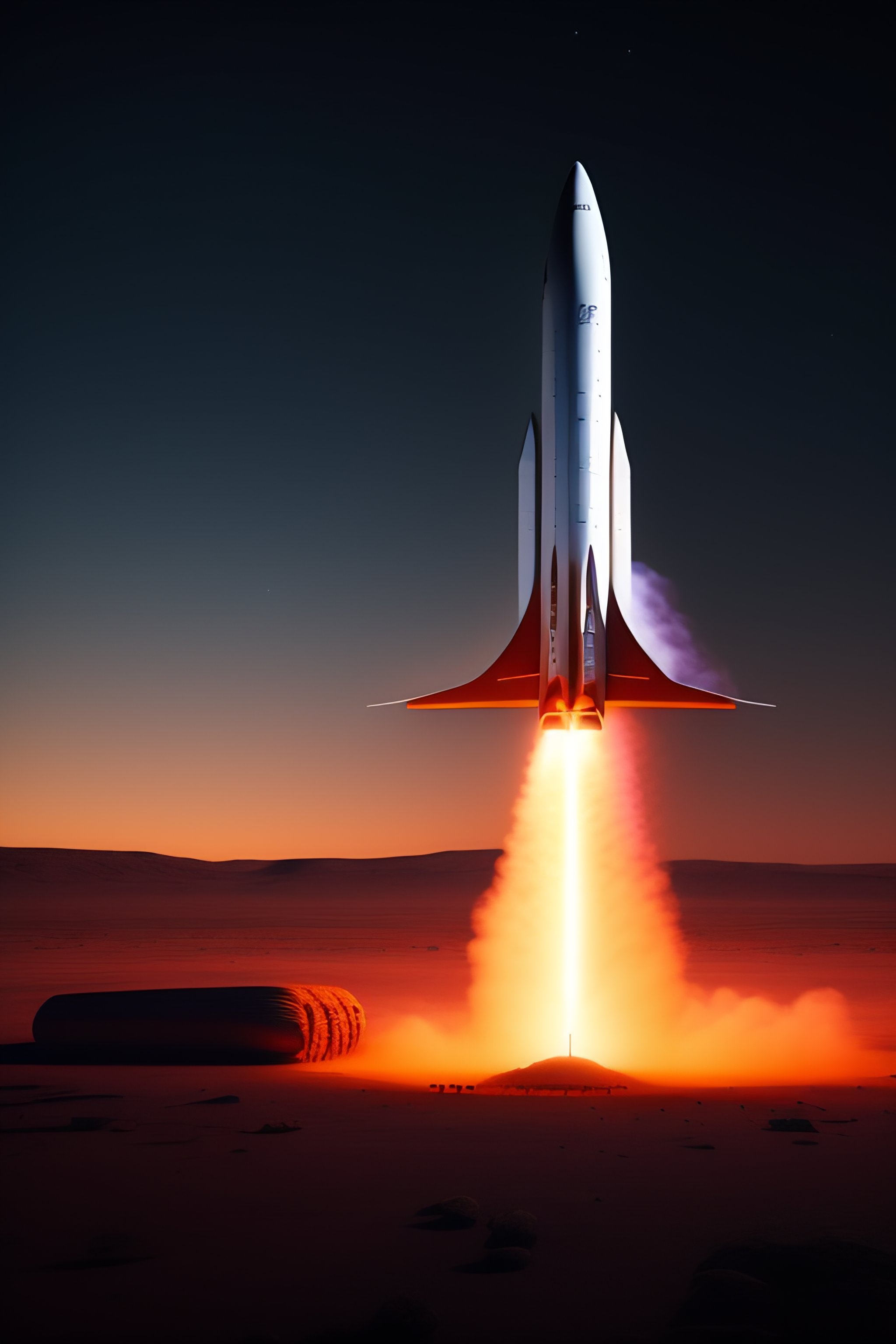 Lexica - 50mm Photograph of SpaceX starship designed by braun landed on ...