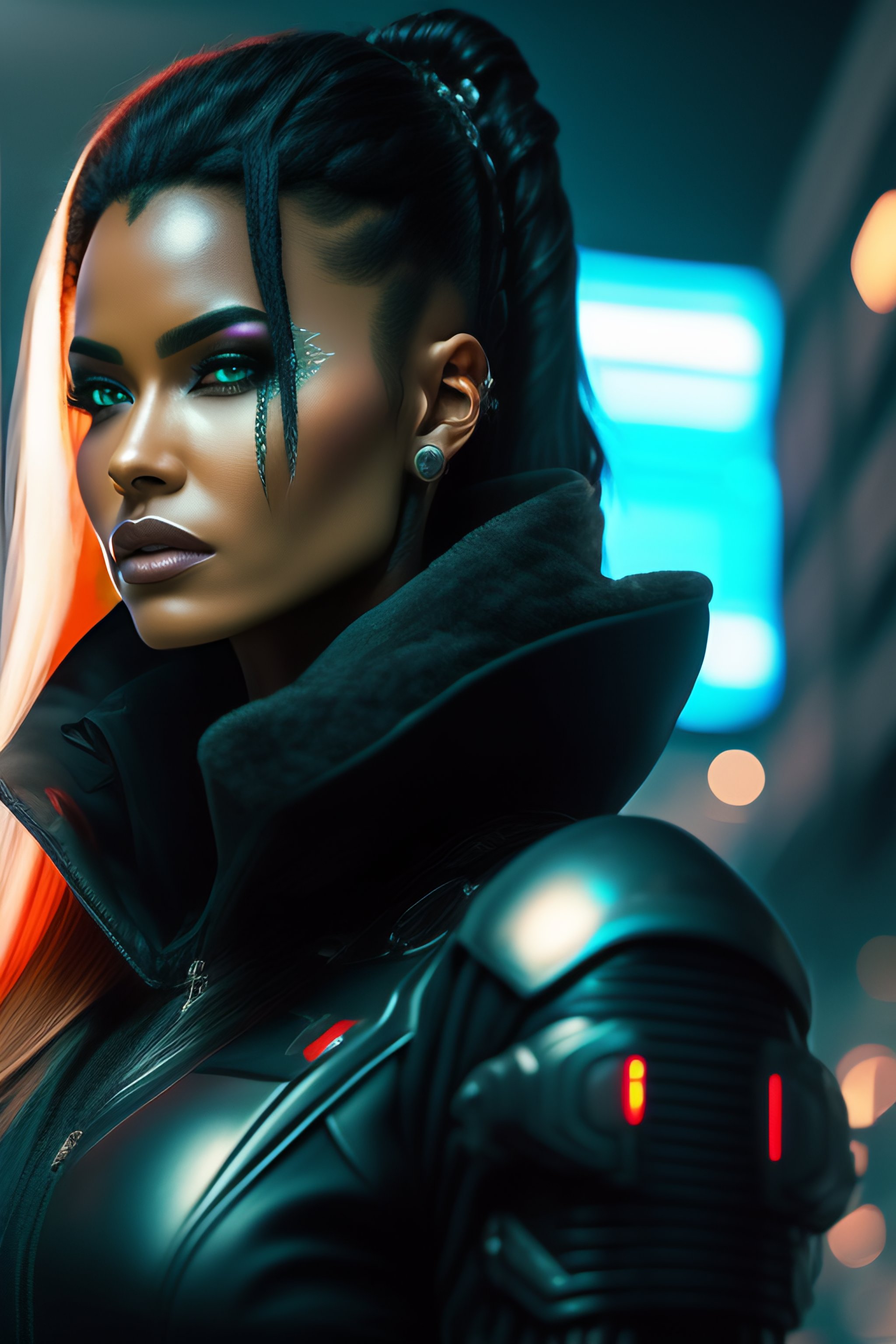Lexica - Futuristic cyberpunk assassin in a futuristic cyberpunk city