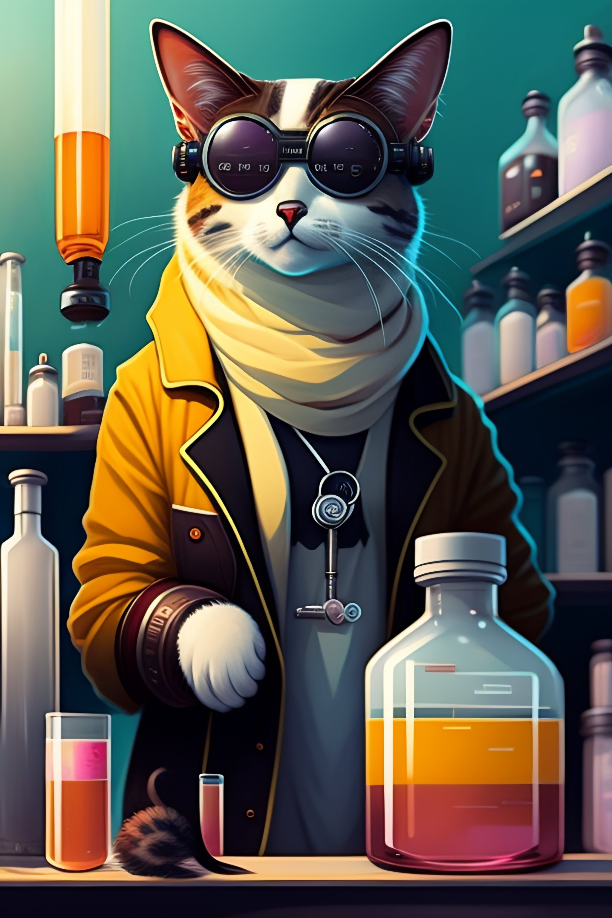 Lexica - Highly detailed portrait of a cute grey and white striped cat ...