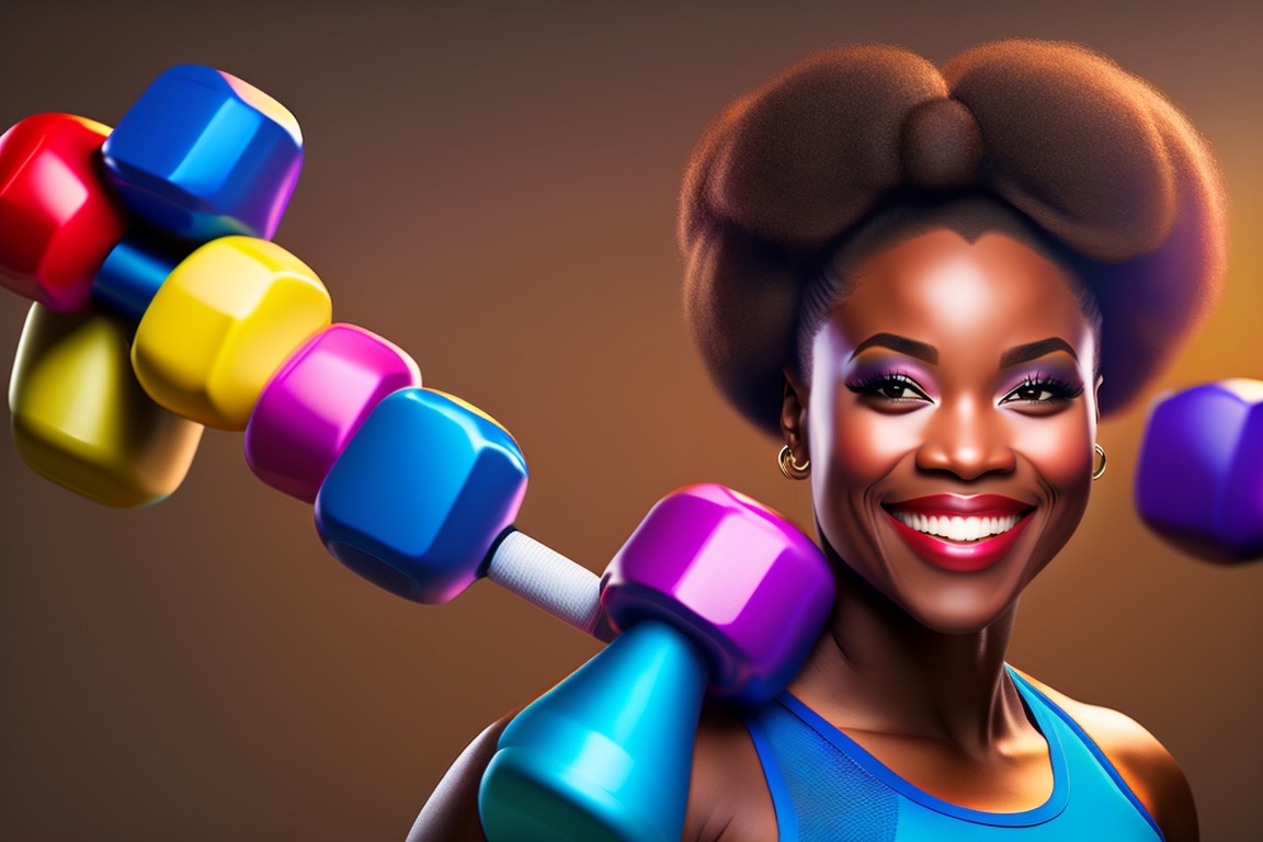 Lexica - A pretty African Woman smiling with dumb bells in hand ...