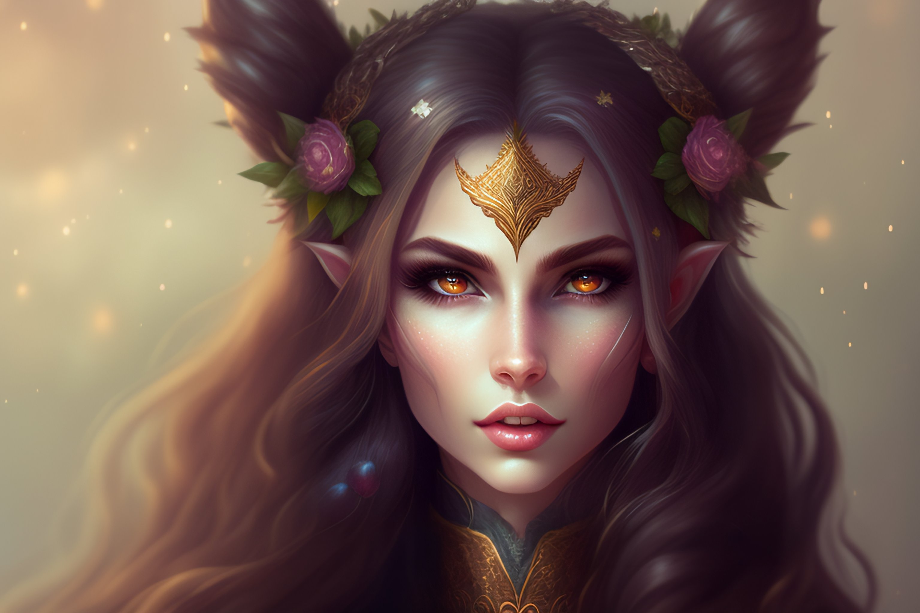 Lexica - Woman with long rosette hair, cubby, long skinny face, big ...