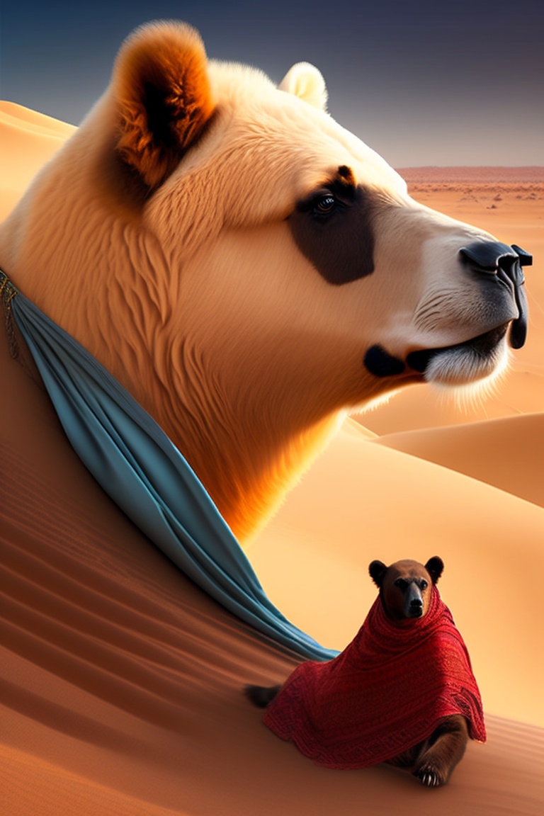 Lexica - Bear, Camel Ride, Arabian Desert