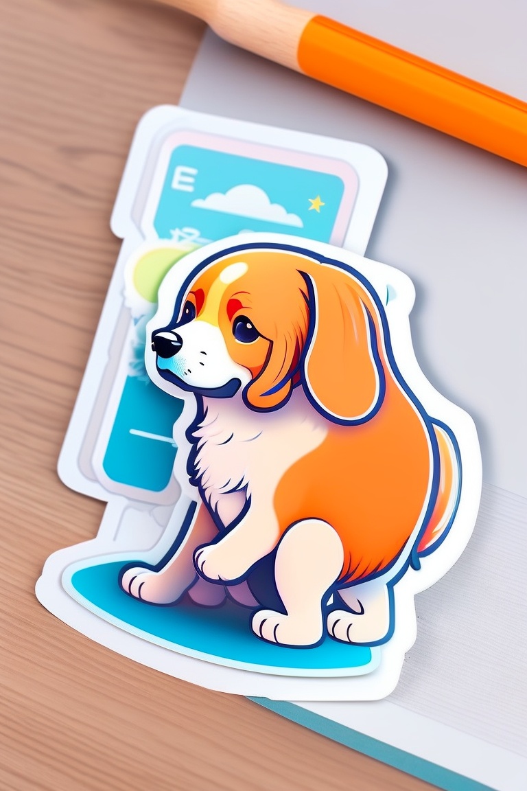 Lexica - Cute anime dog sticker, anime style, solid backgound color
