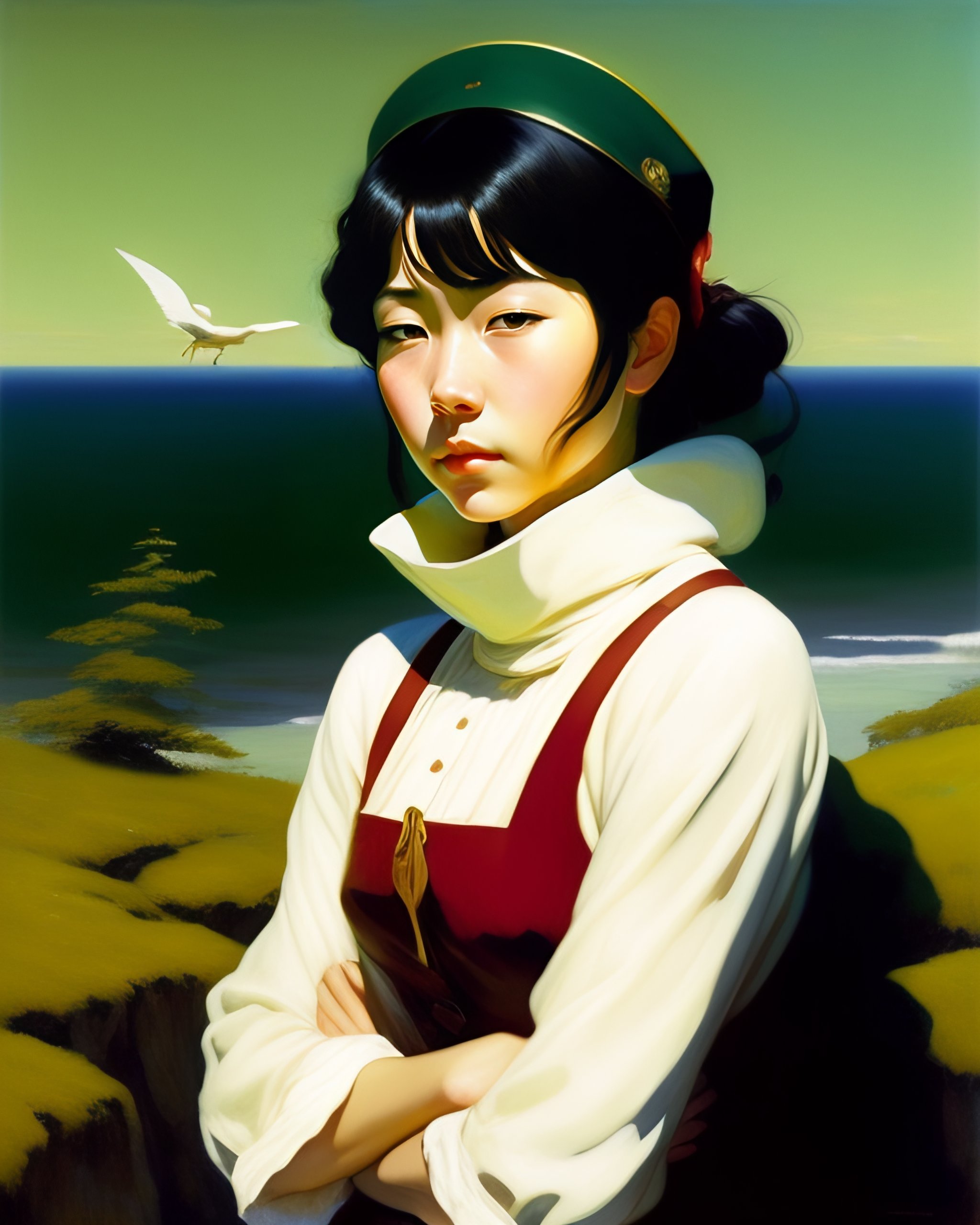 Lexica - Capitals girlwith a sailor red cap,red and black color clothes ...