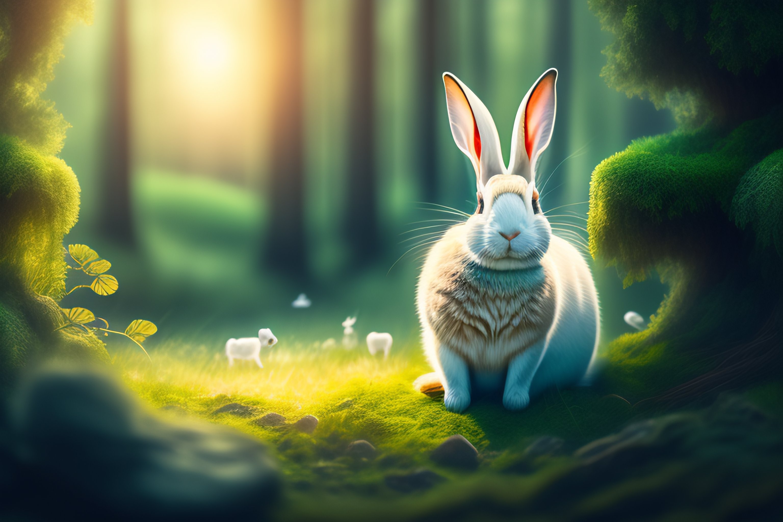 Lexica - A white rabbit sitting, photograph, beautiful, epic, cinematic ...