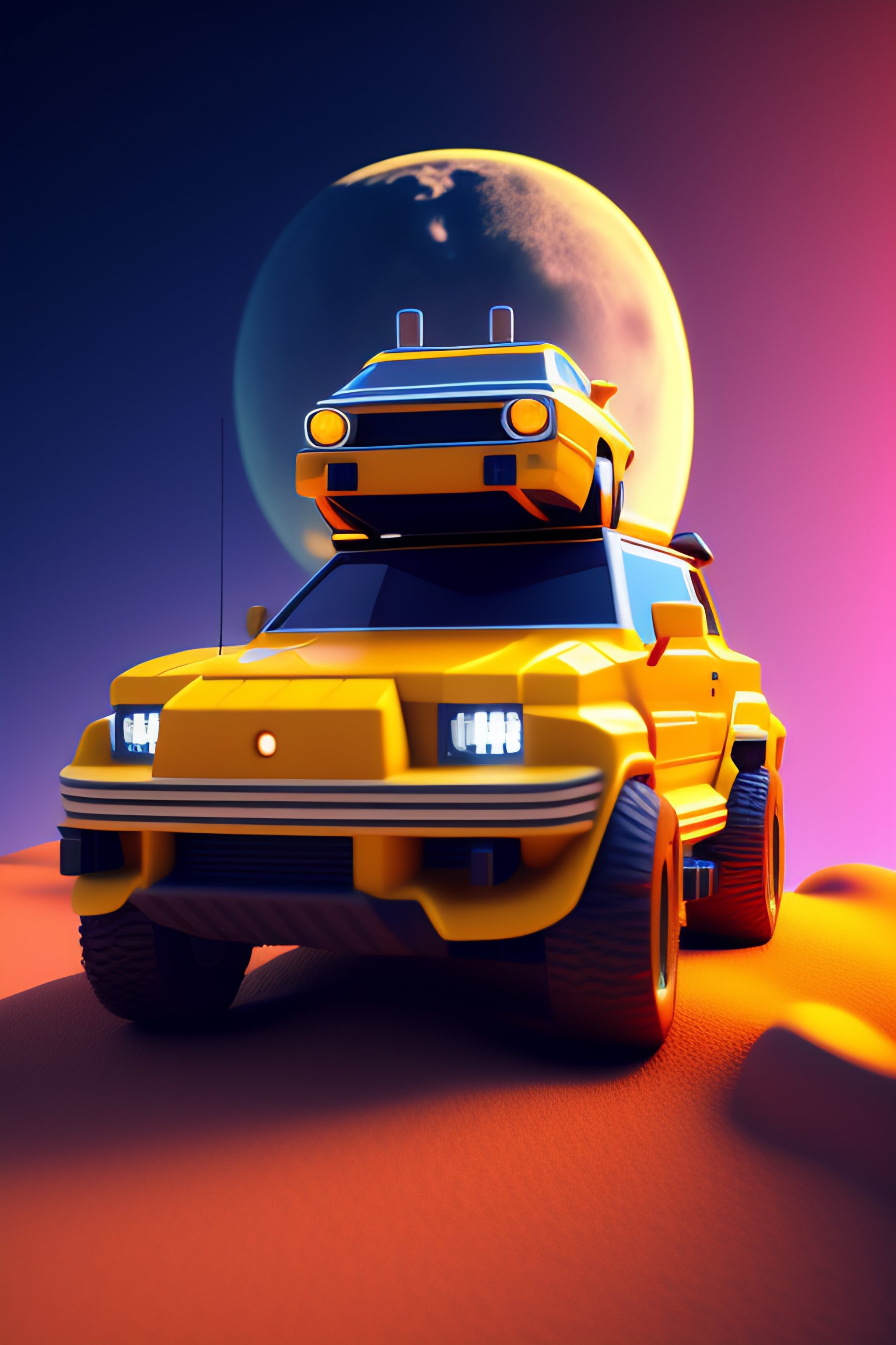 Lexica - Isometric voxel car on top of a moon, highly detailed, octane ...