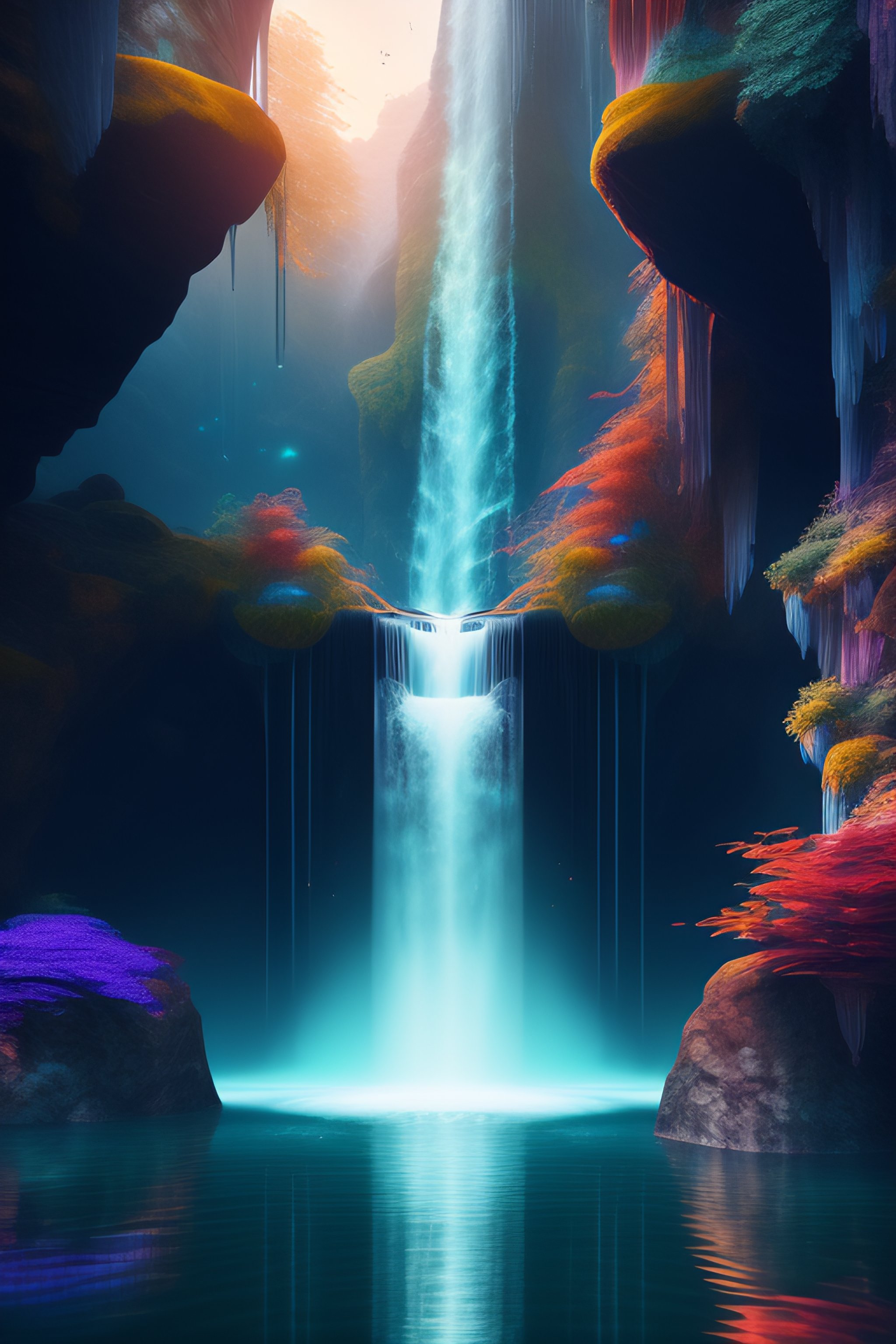 Lexica - A woman in the waterfalls, centered,, Fractals made of ...