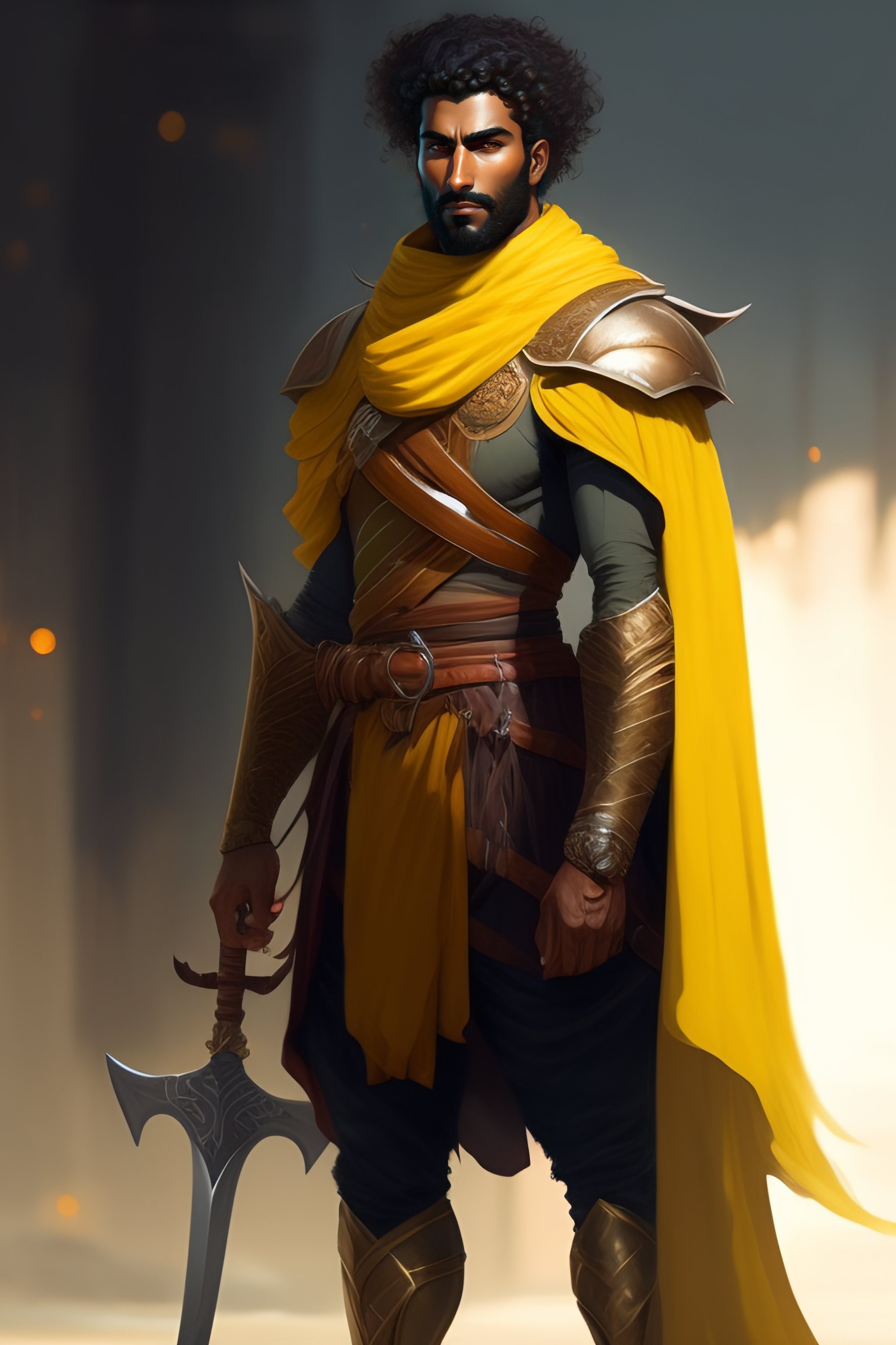 Lexica - An Arab man, brown skin, light beard, curly hair, swordsman ...