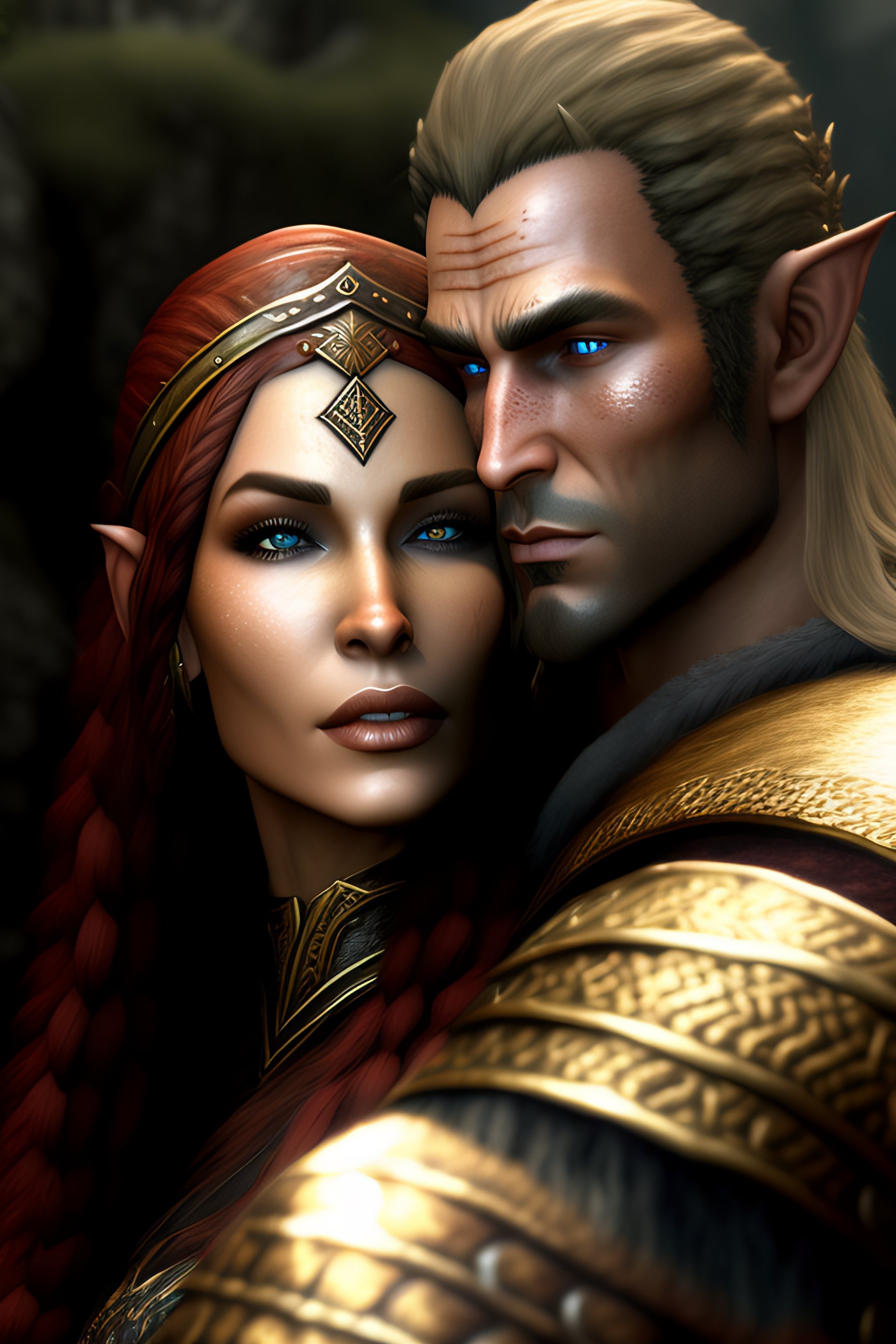 Lexica - Skyrim viking hugging male elf
