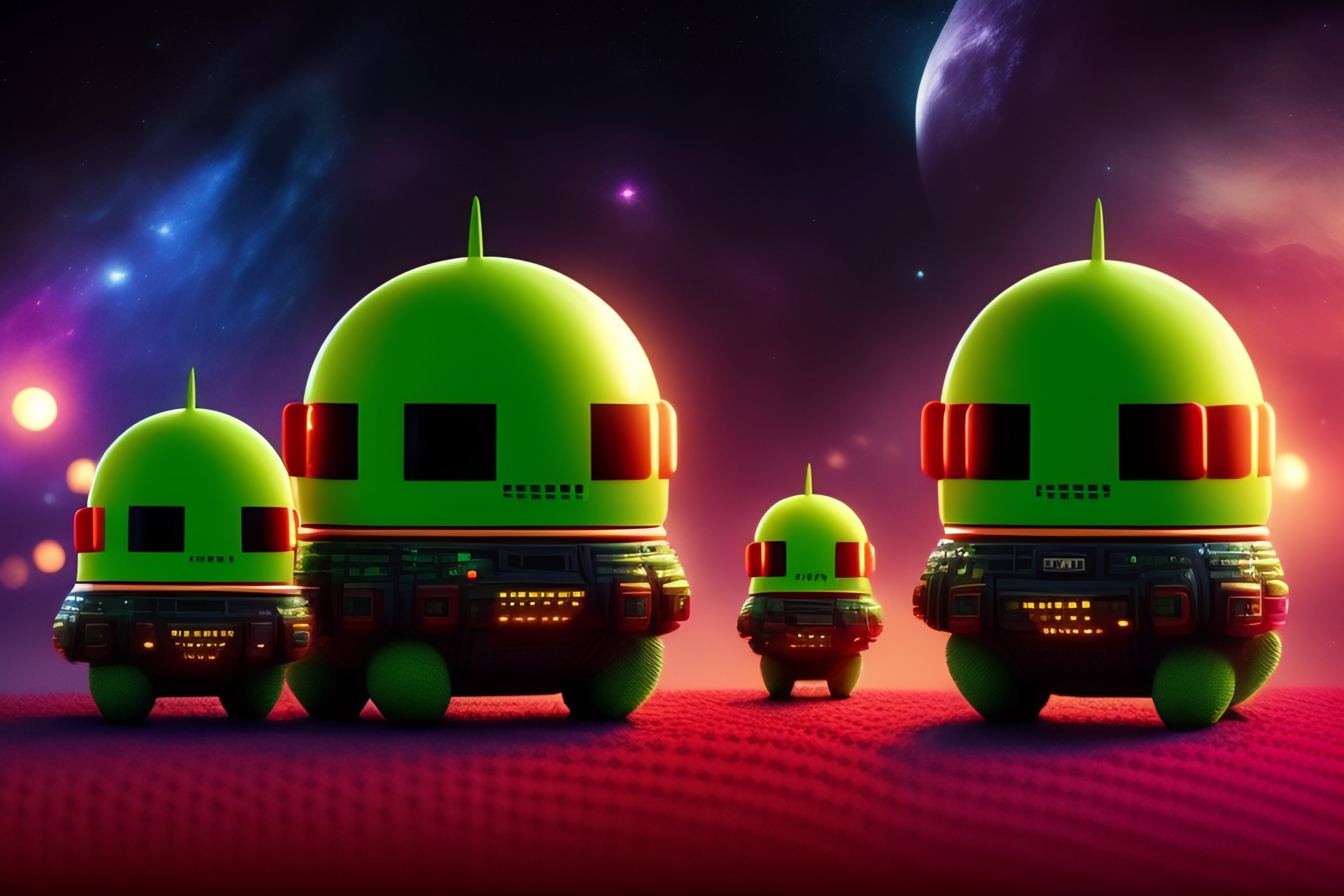 Lexica - Space Invaders are threatening an alien family, scene from ...