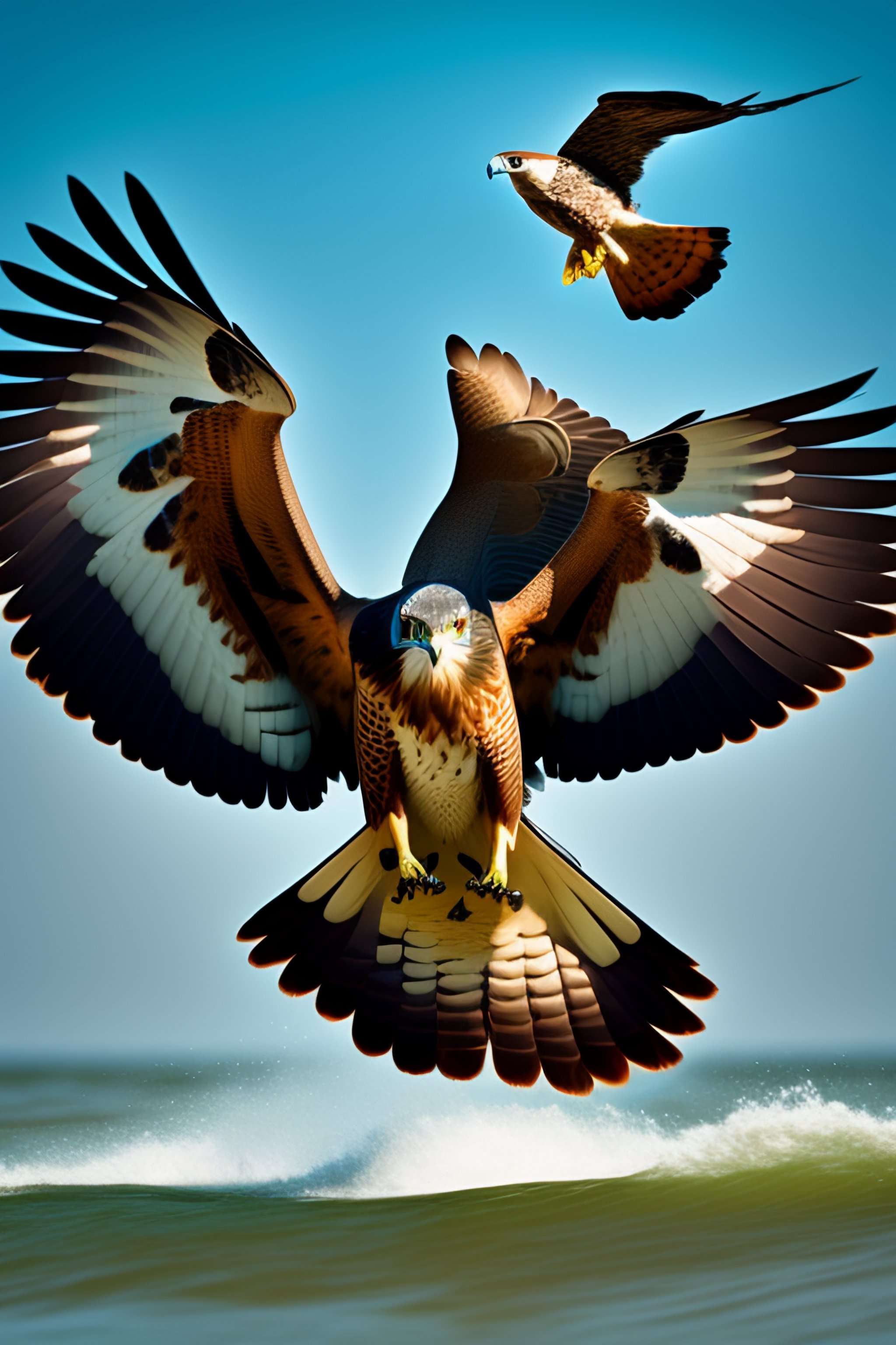 Lexica - A red tail hawk fighting a scuba diver