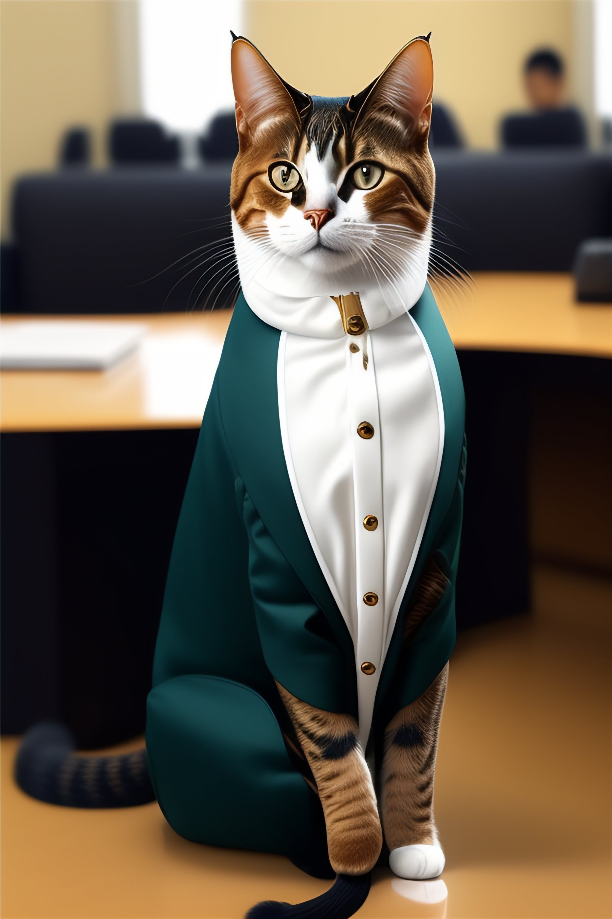 Lexica - Un gato trabajando en la oficina con otros humanos. el gato ...