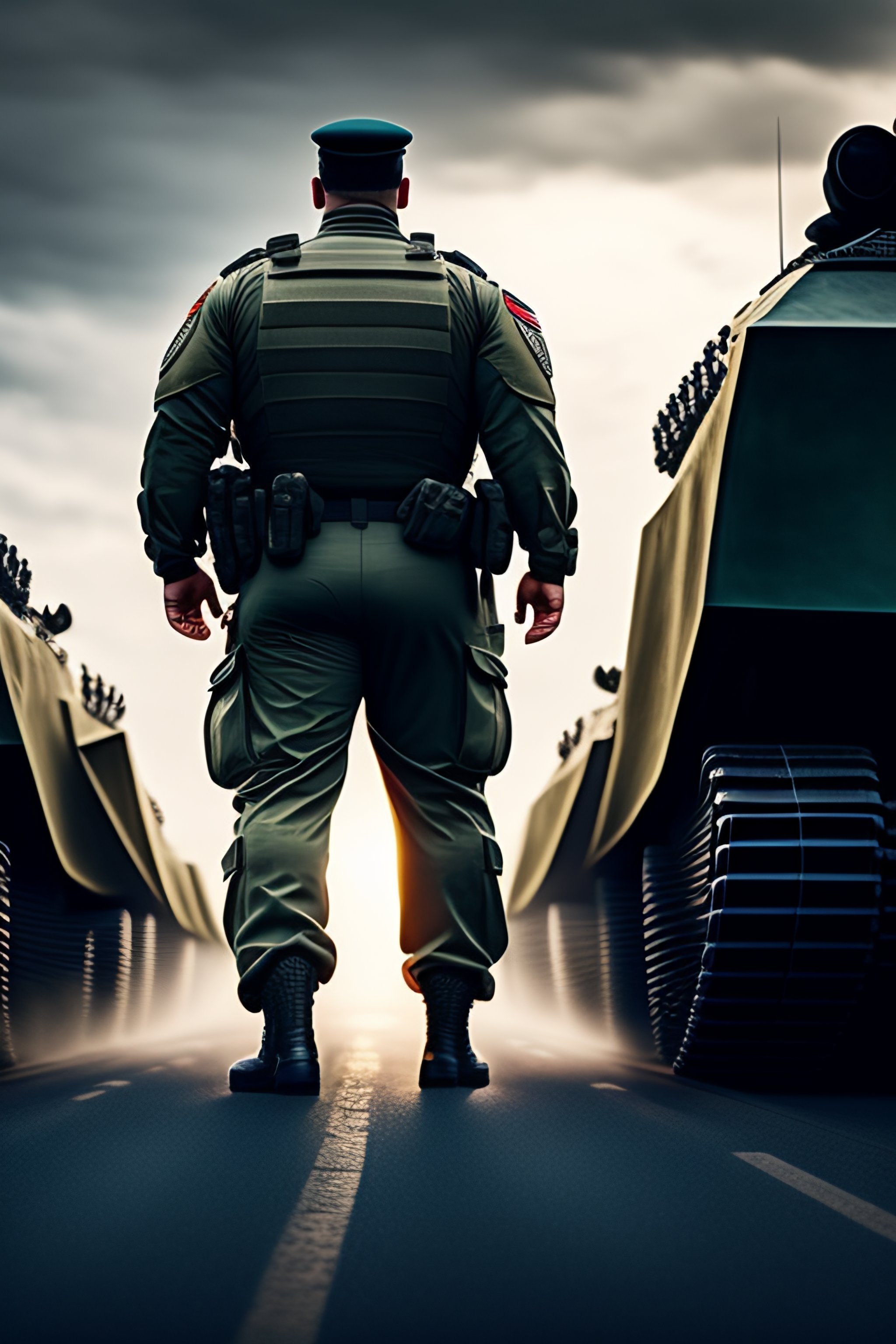 Lexica - Thick man army officer, pointing his finger in one direction ...