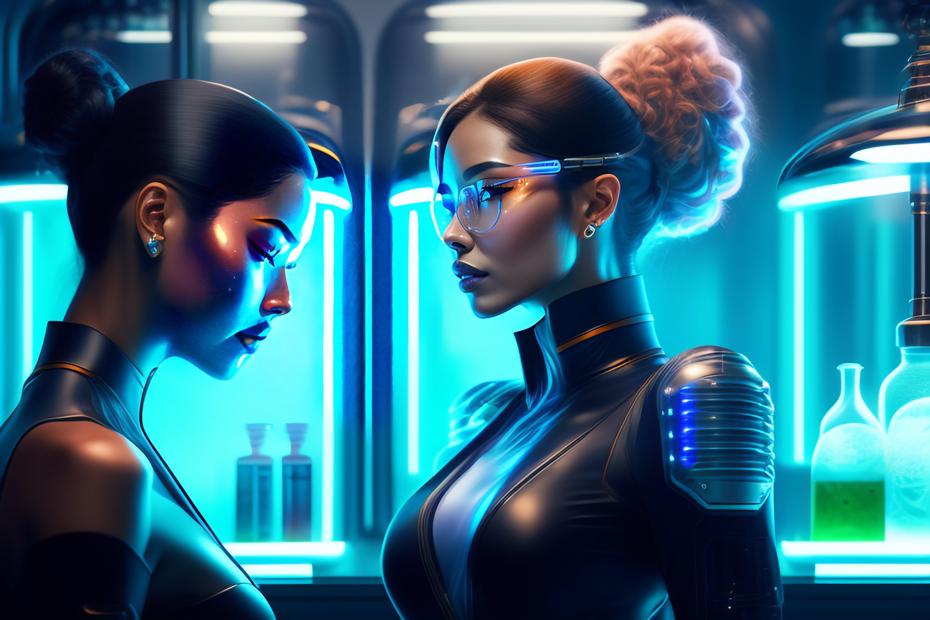 Lexica - Humans creating cyborgs in a sophisticated bio lab, specimens ...